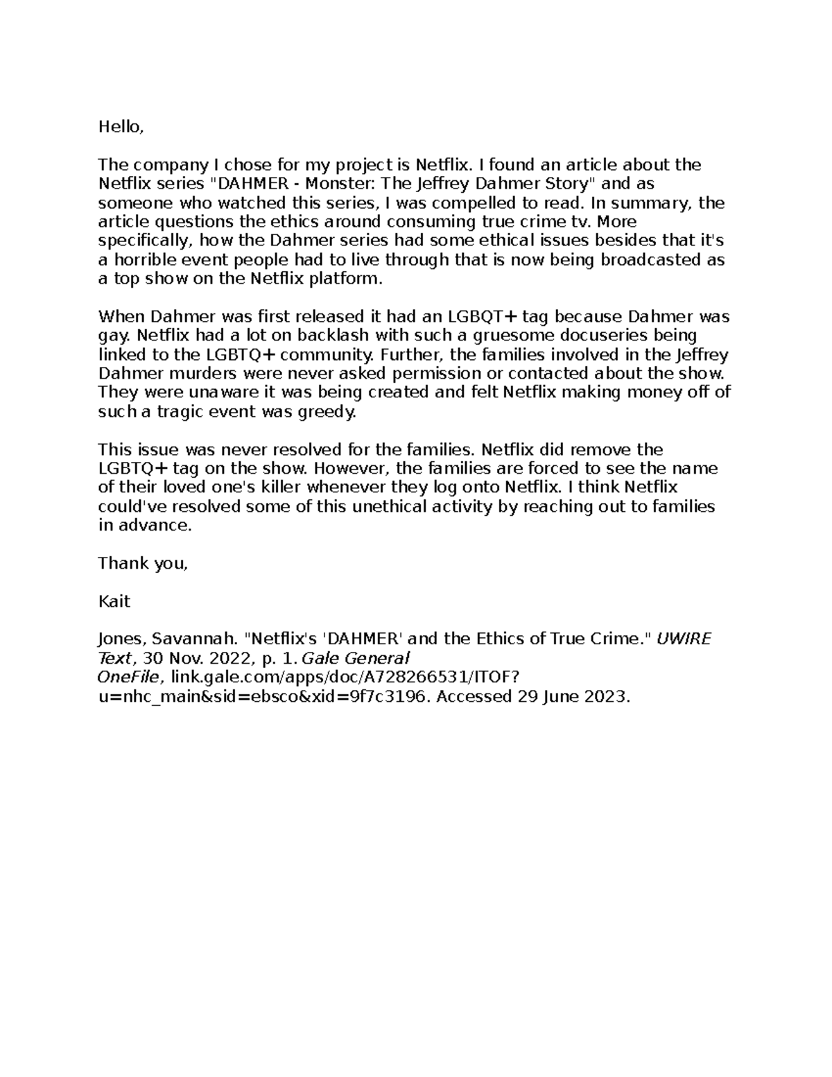 ACC 345 Discussion 1 - Business Valuation - Hello, The company I chose ...