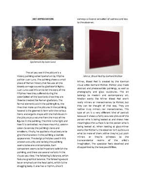 Elements OF ARTS - ART exercises - Art appreciation - LIN E - Studocu
