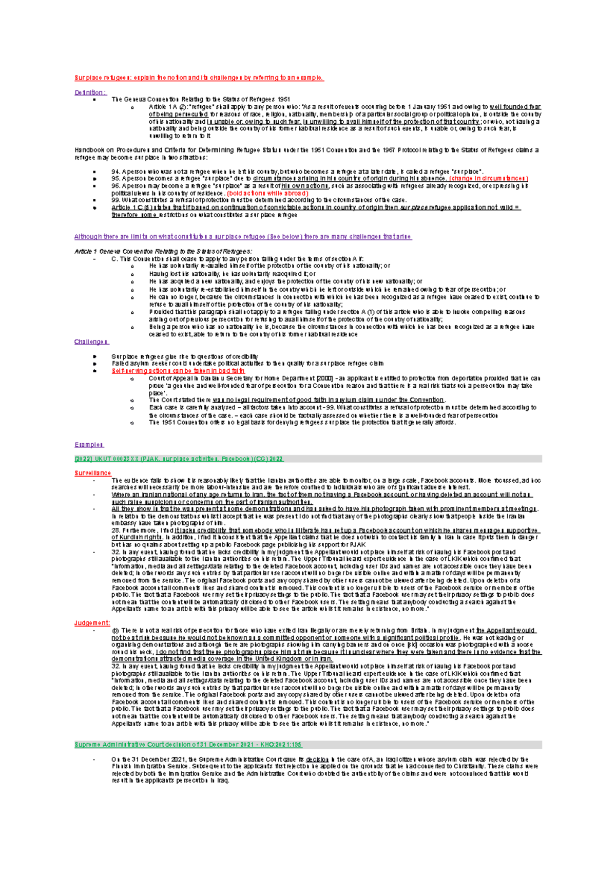 Sur place refugees essay - Sur place refugees: explain the notion and ...