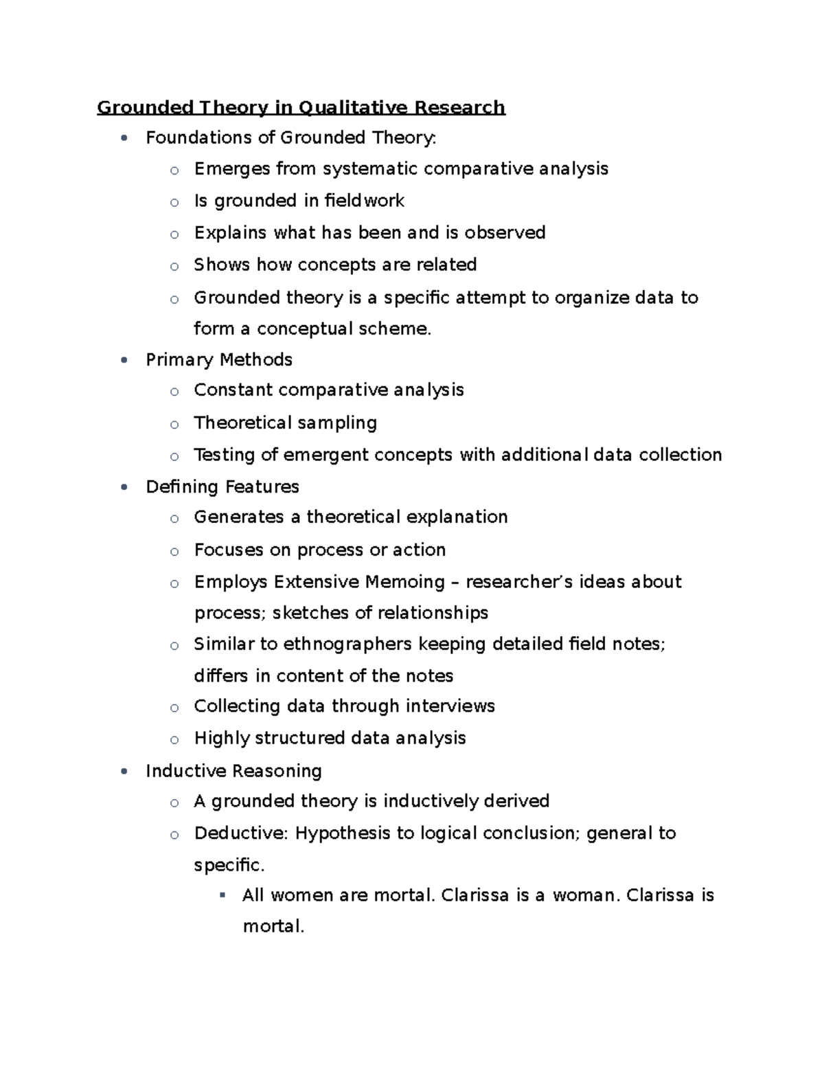 Grounded Theory in Qualitative Research - Primary Methods o Constant ...