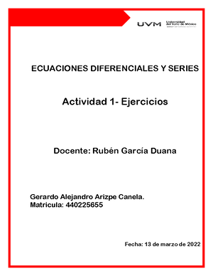 Ecuaciones Diferenciales y Series - UVM - Studocu