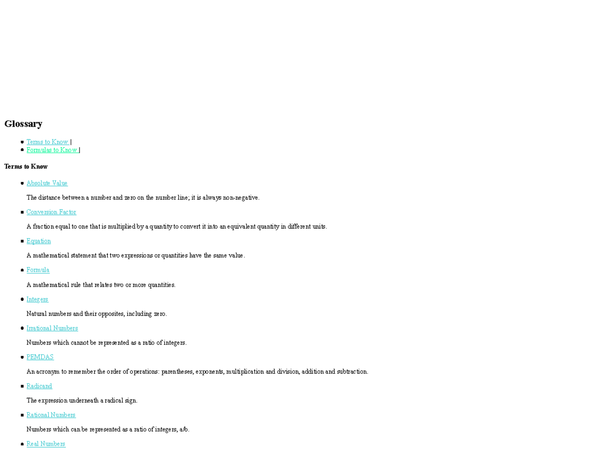 College AlgebraTerms and Formulas To Know - MATH 110 - LU - Studocu