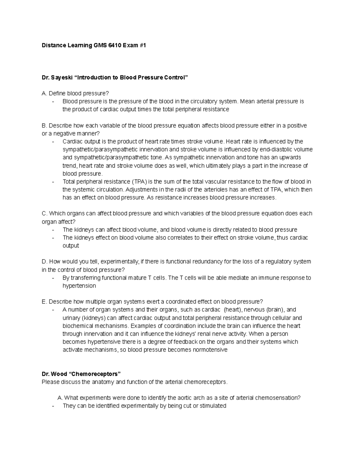GMS6410 Exam1 - Circulation of Blood - Distance Learning GMS 6410 Exam ...