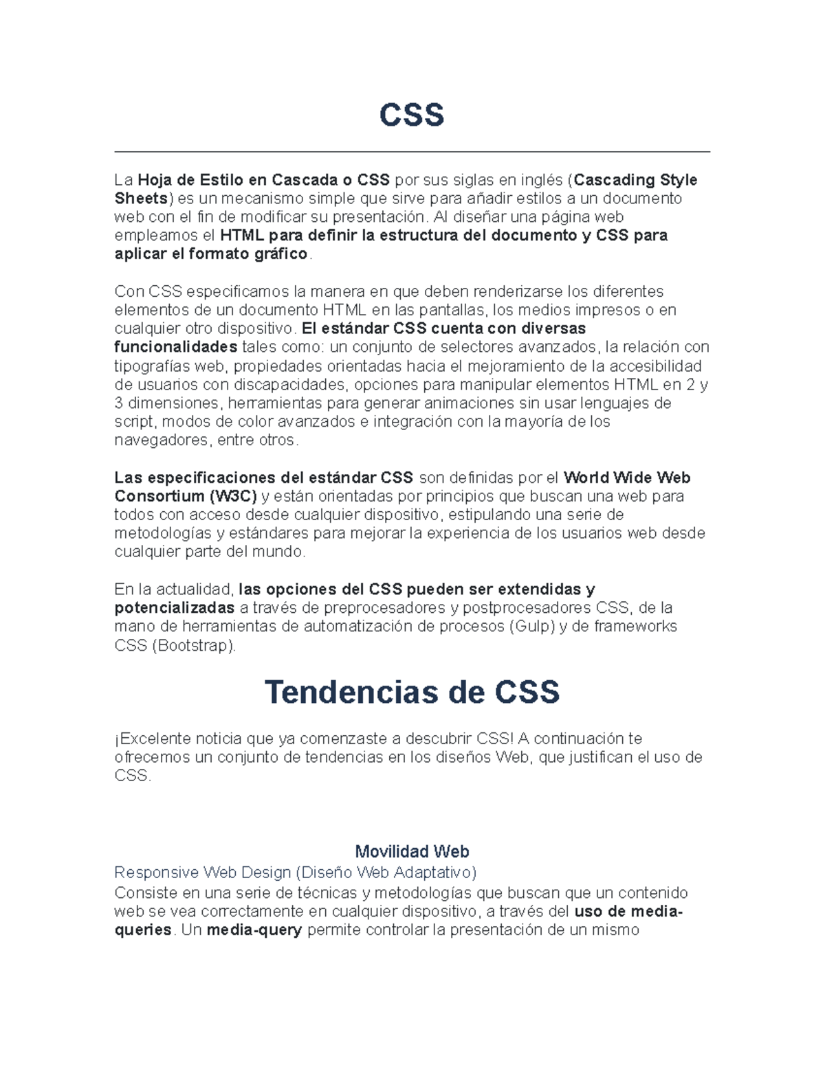 CSS - no aplica - CSS La Hoja de Estilo en Cascada o CSS por sus siglas en inglés (Cascading ...