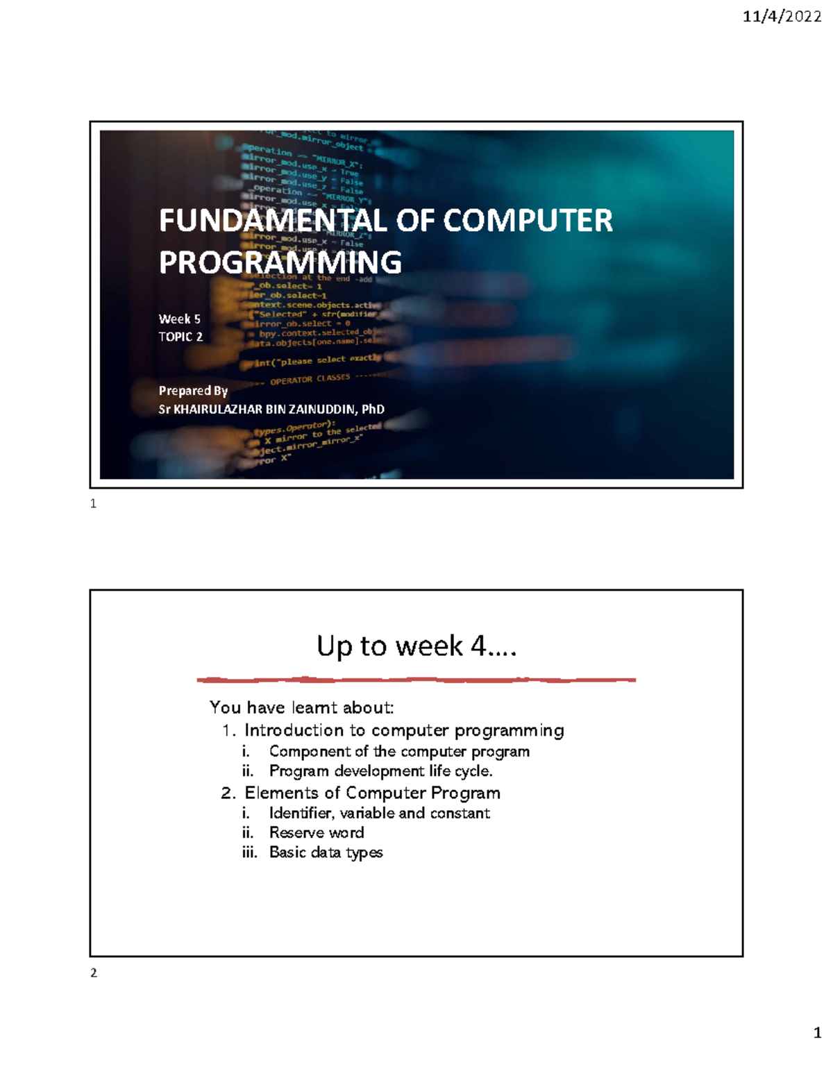 GSS110 Week5 Topic 2 Operators,Manipulators,Std Lib - FUNDAMENTAL OF COMPUTER PROGRAMMING Week 5 ...