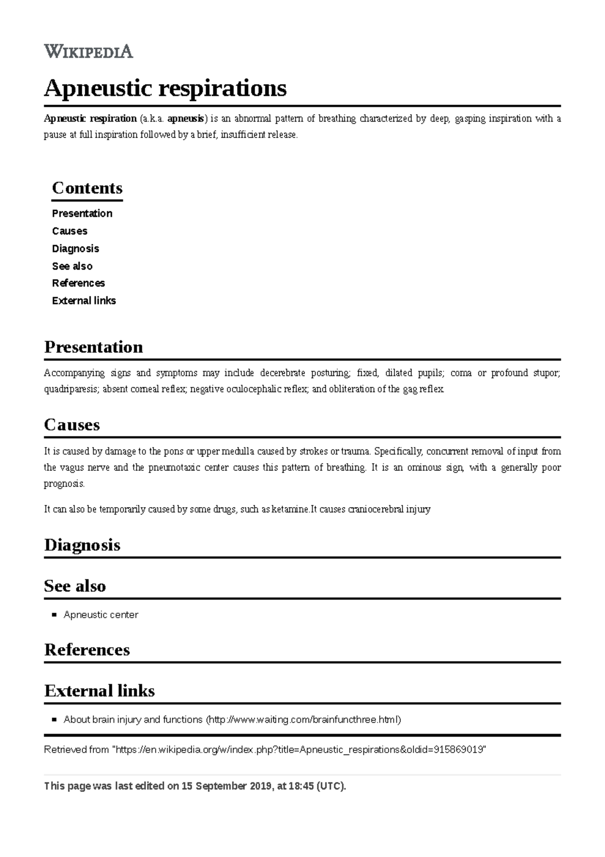 Apneustic respirations - Apneustic respirations Apneustic respiration ...