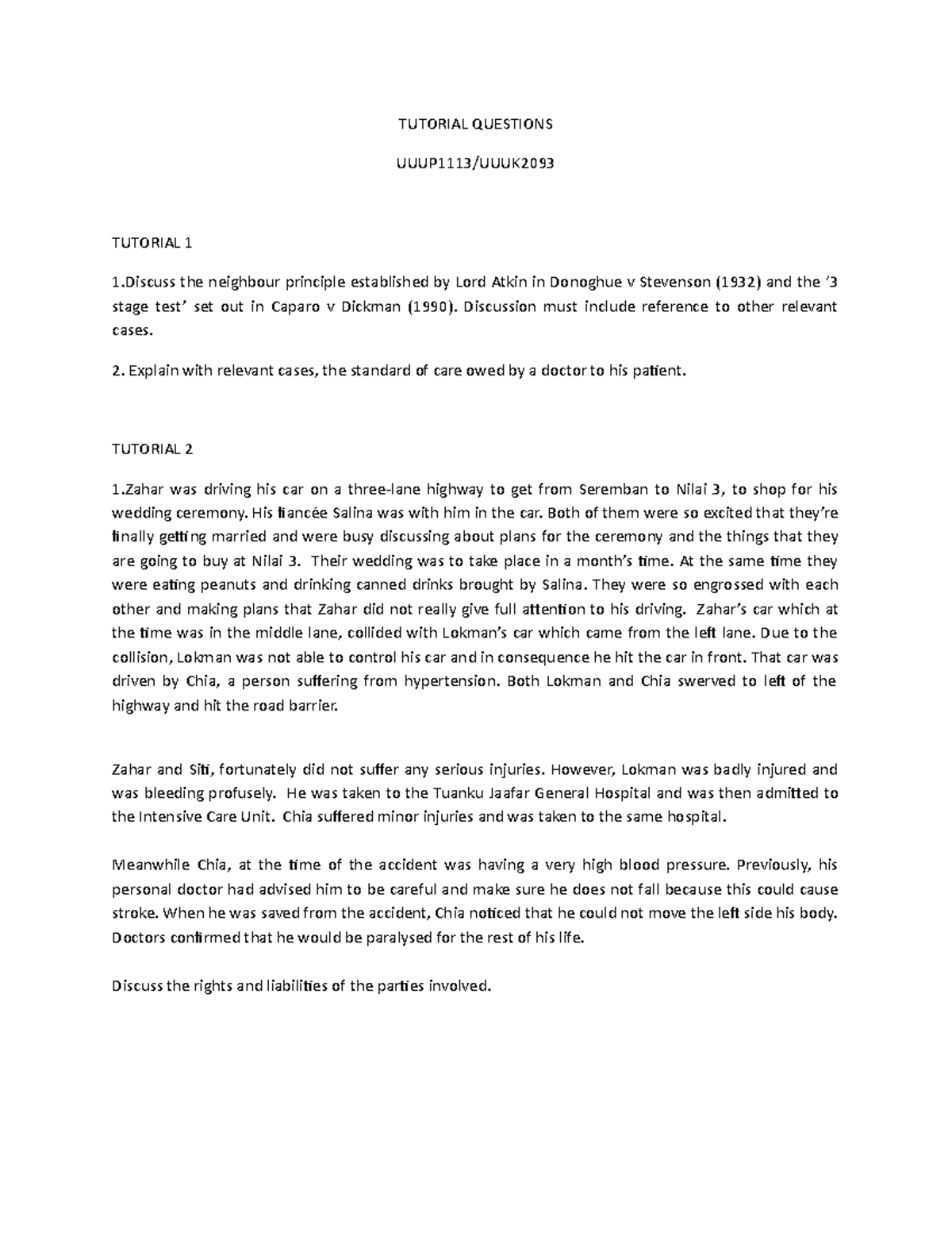 Tutorial Questions UUUP1113 and UUUK2093 (1) - TUTORIAL QUESTIONS ...