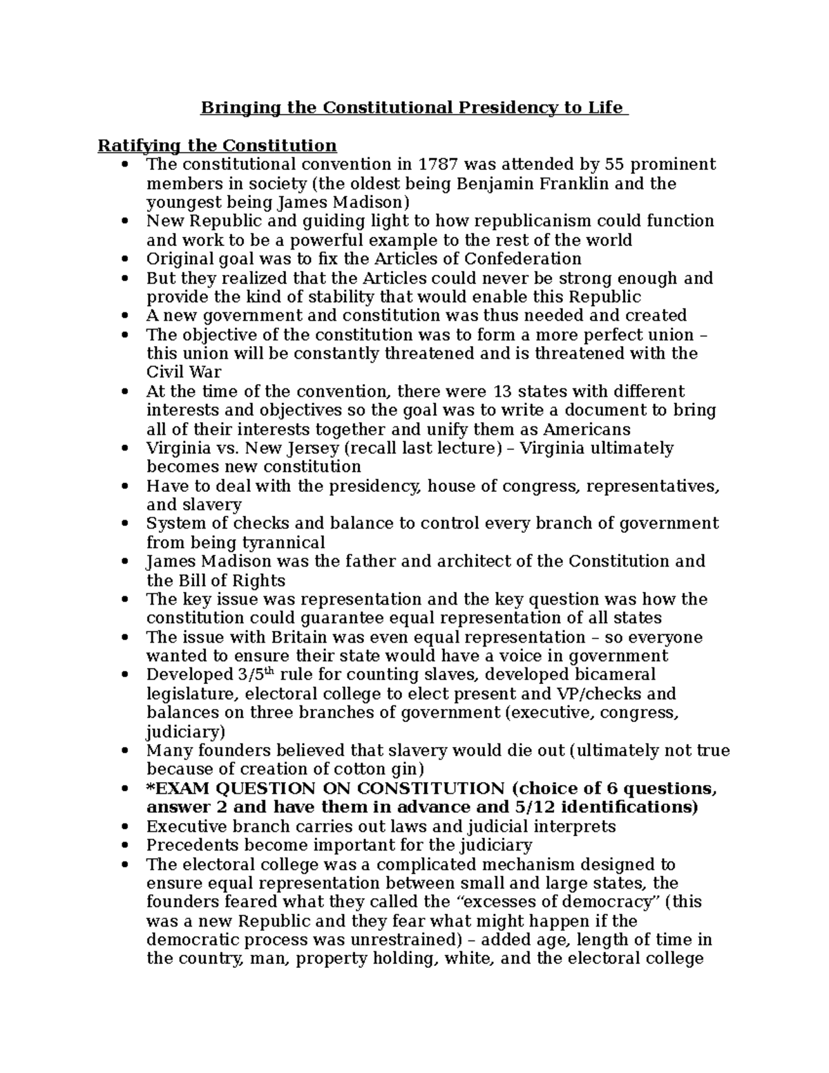 Washington and Adams - HIS 2131 - Bringing the Constitutional ...