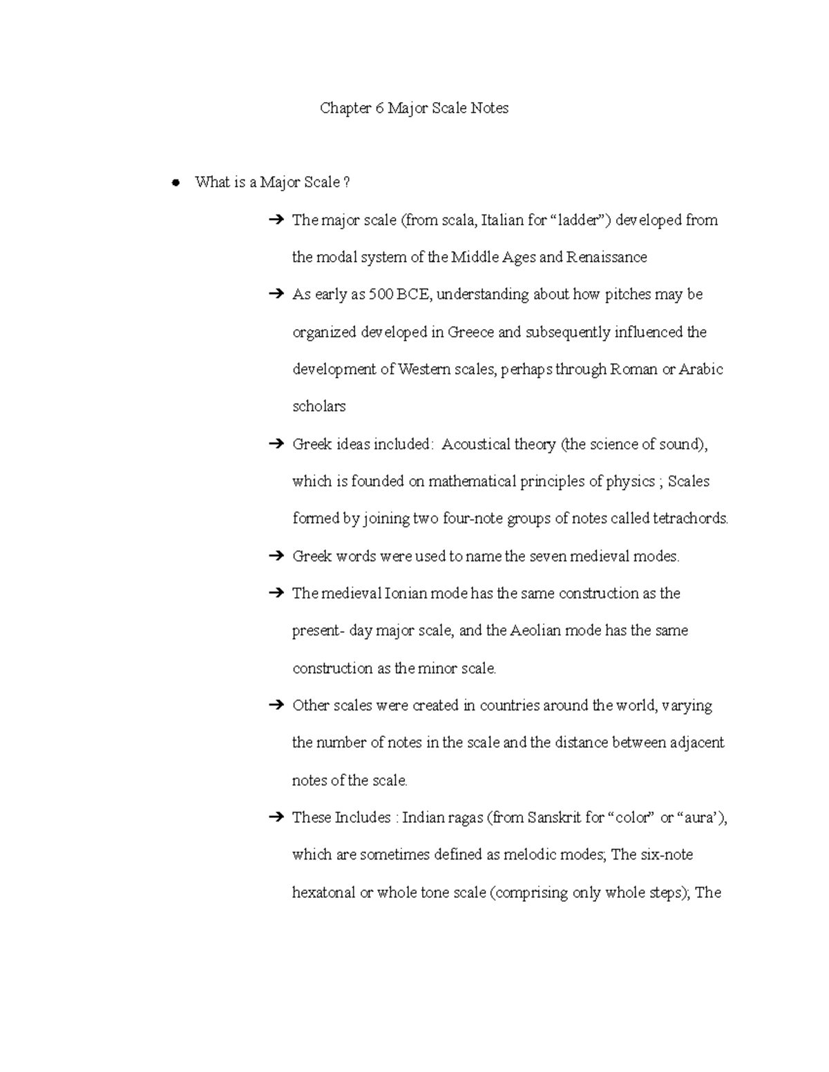 Chapter 6 Major Scale Notes Chapter 6 Major Scale Notes What Is A