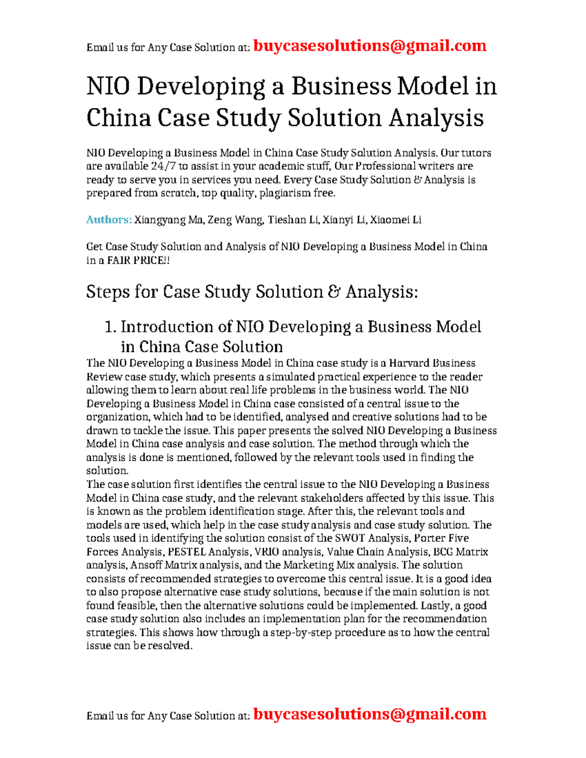 Case Solution NIO Developing a Business Model in China - NIO Developing ...