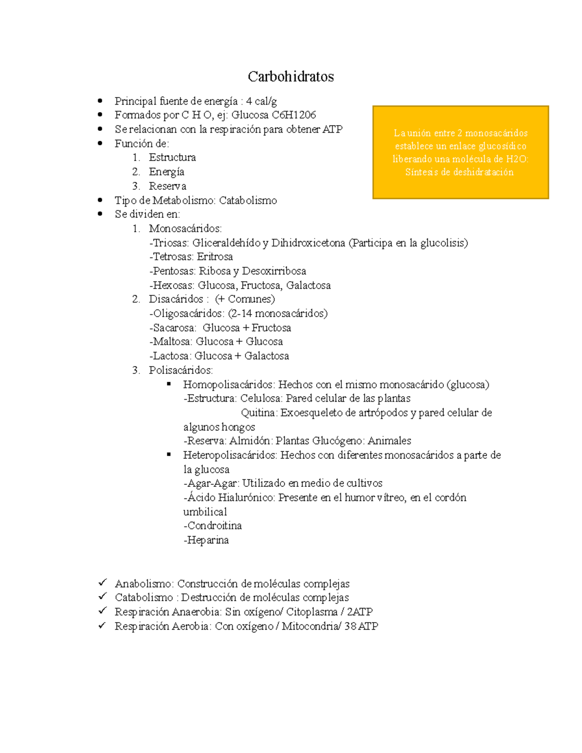 Carbohidratos - Apuntes 1 - Carbohidratos Principal fuente de energía ...