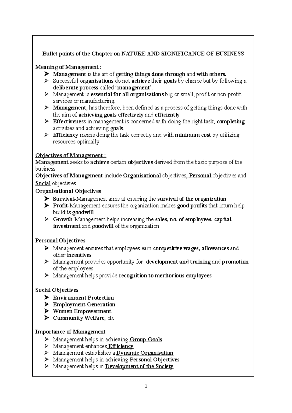 Chapter 1 Bullets Q-A - GODSSSSSSSS - Bullet points of the Chapter on ...