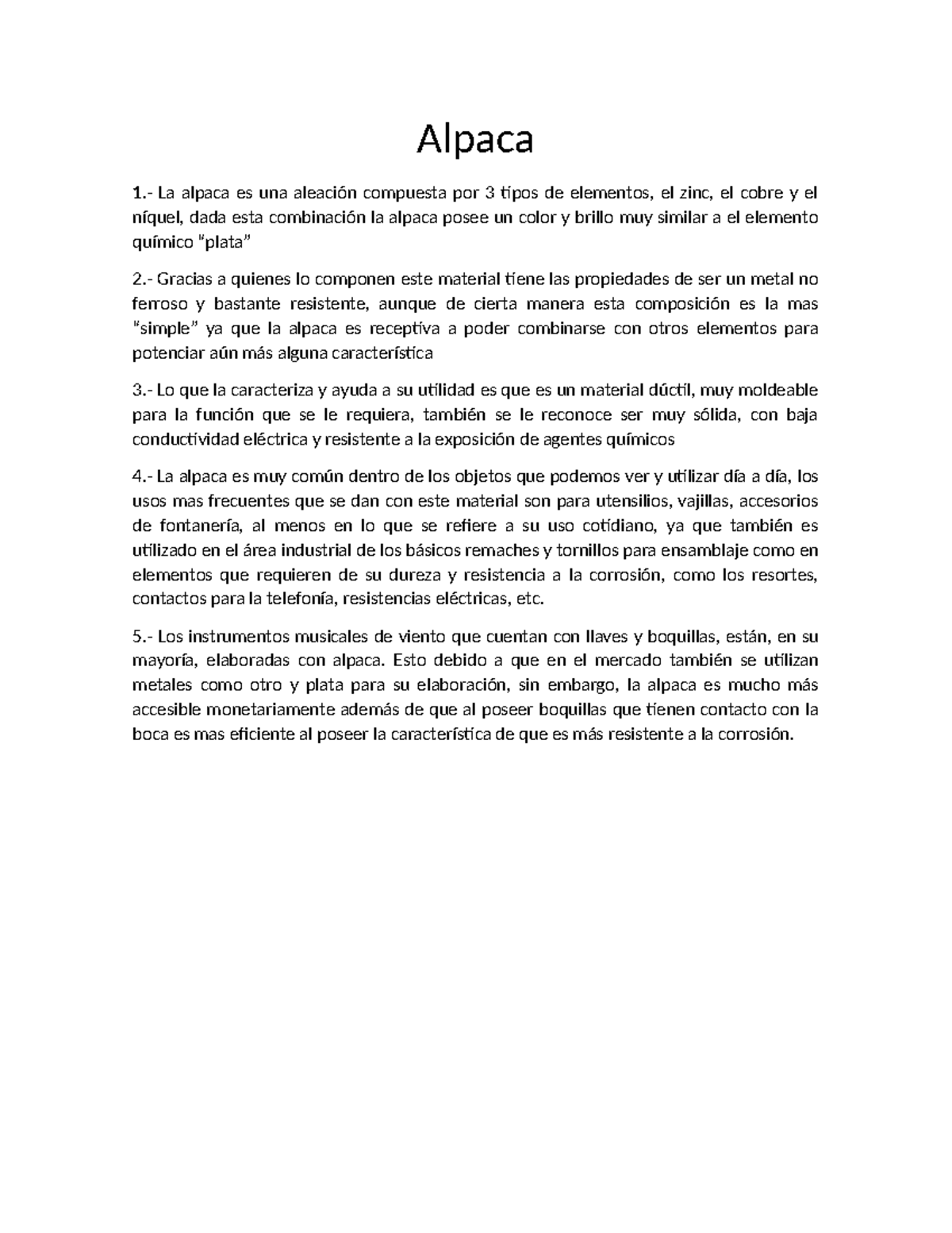 Alpaca info - Alpaca 1.- La alpaca es una aleación compuesta por 3 ...