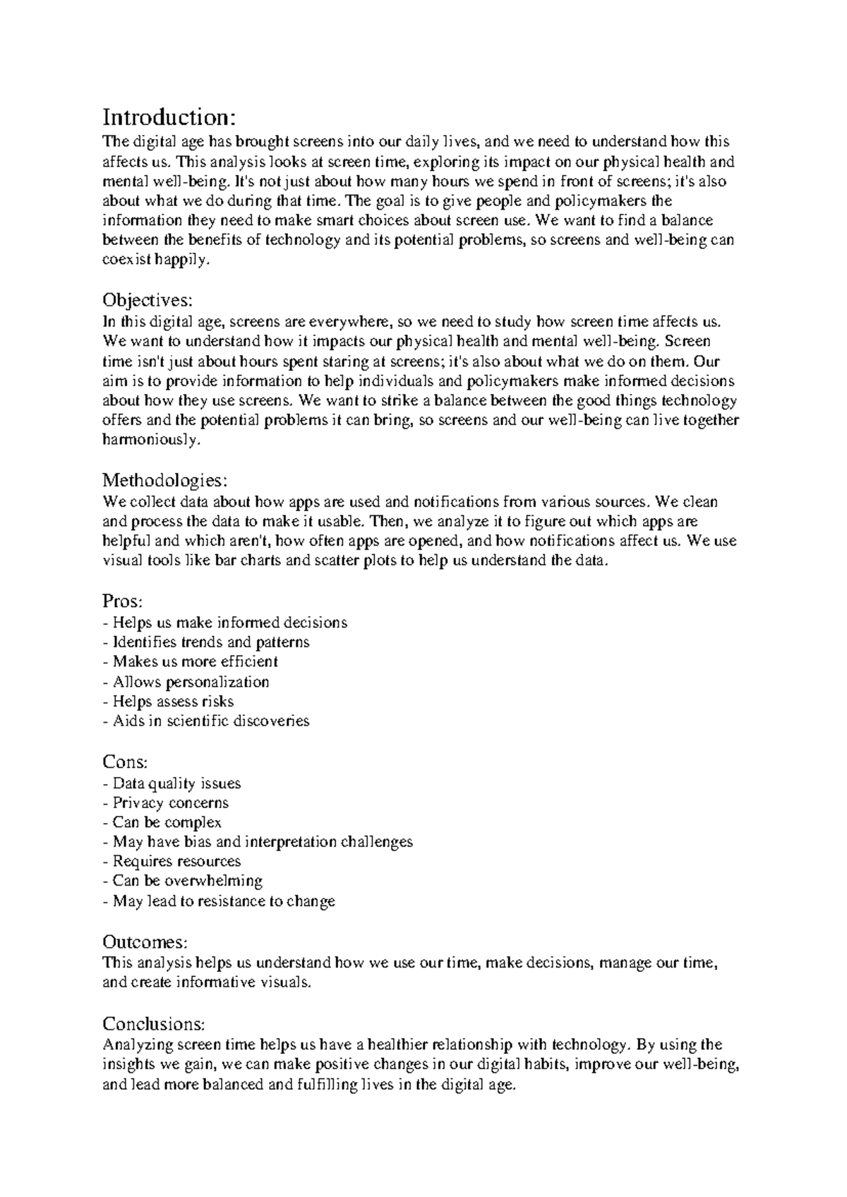 Screen Time Analysis explaination - Introduction: The digital age has ...