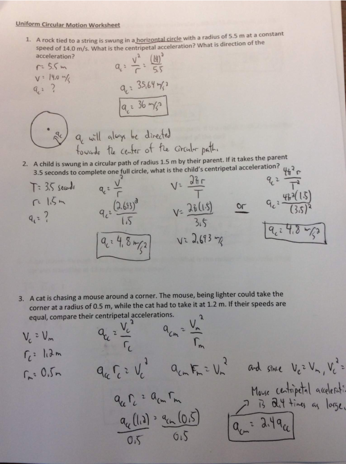 3.1 Answer KEY - Enjoy! This is for Unit 3 Gravity and etc. - Uniform ...