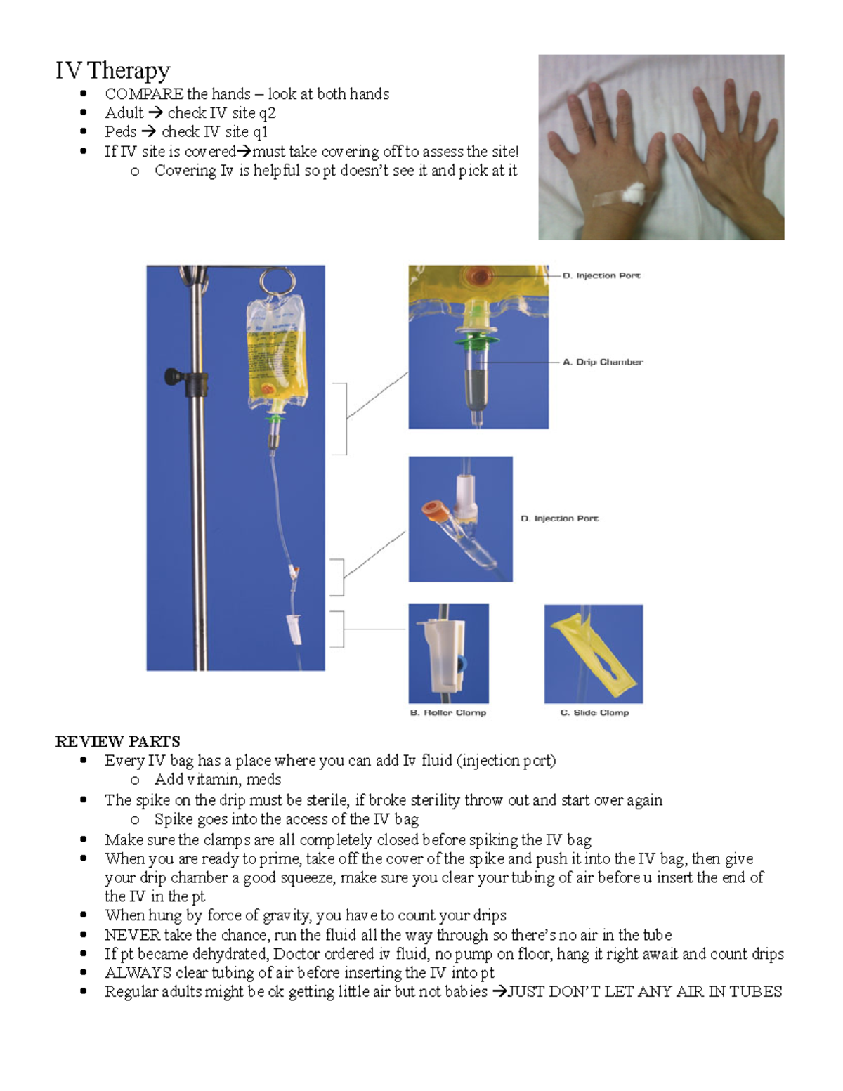 IV Therapy - Prof. Zimmer - IV Therapy COMPARE the hands – look at both ...