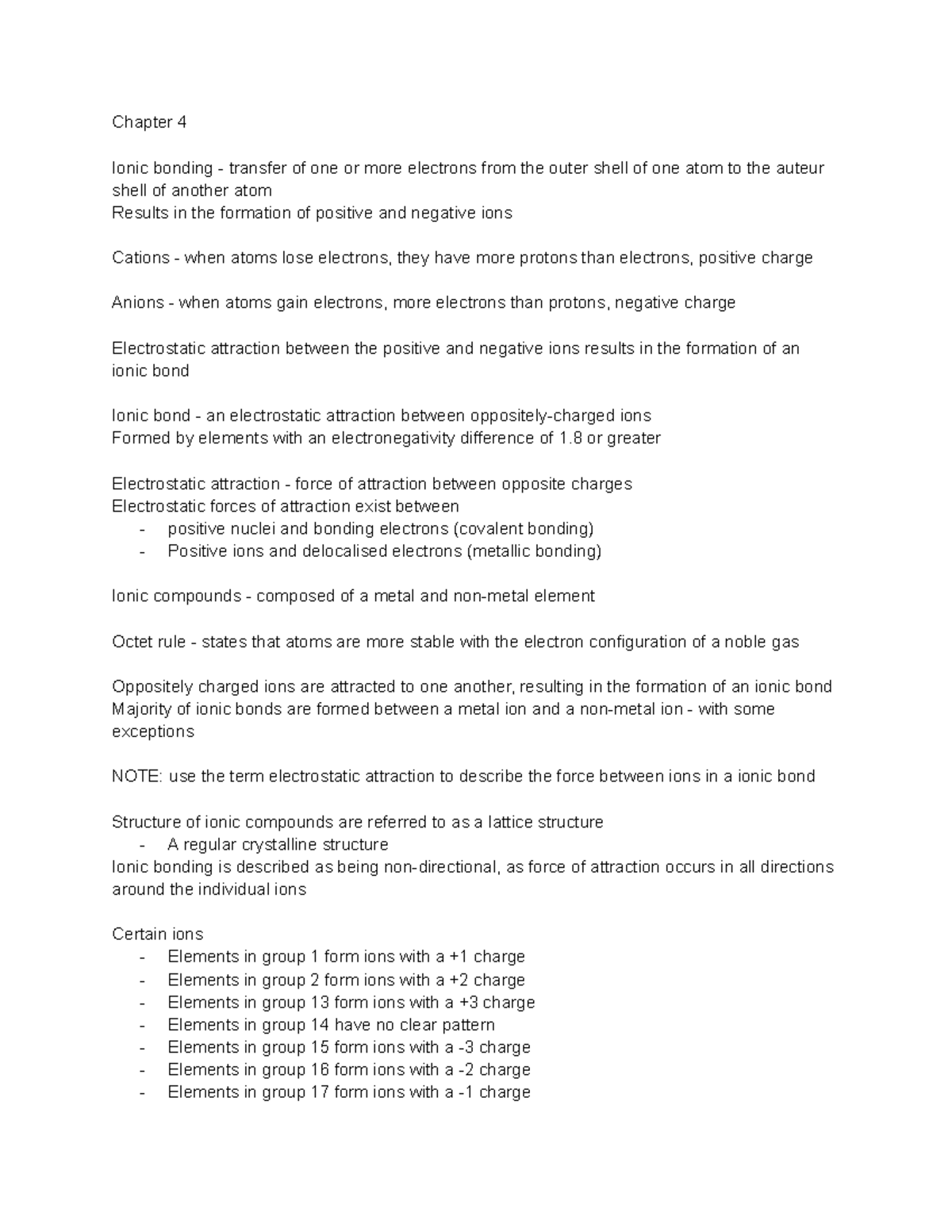 Chem Study Guide Chemical Bonding and Structure (Topic 4, 14) - Chapter ...