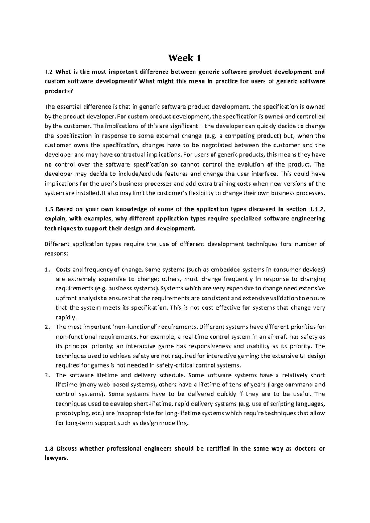 Tutorial work week 1 - 6 with solutions - Week 1 1 What is the most ...