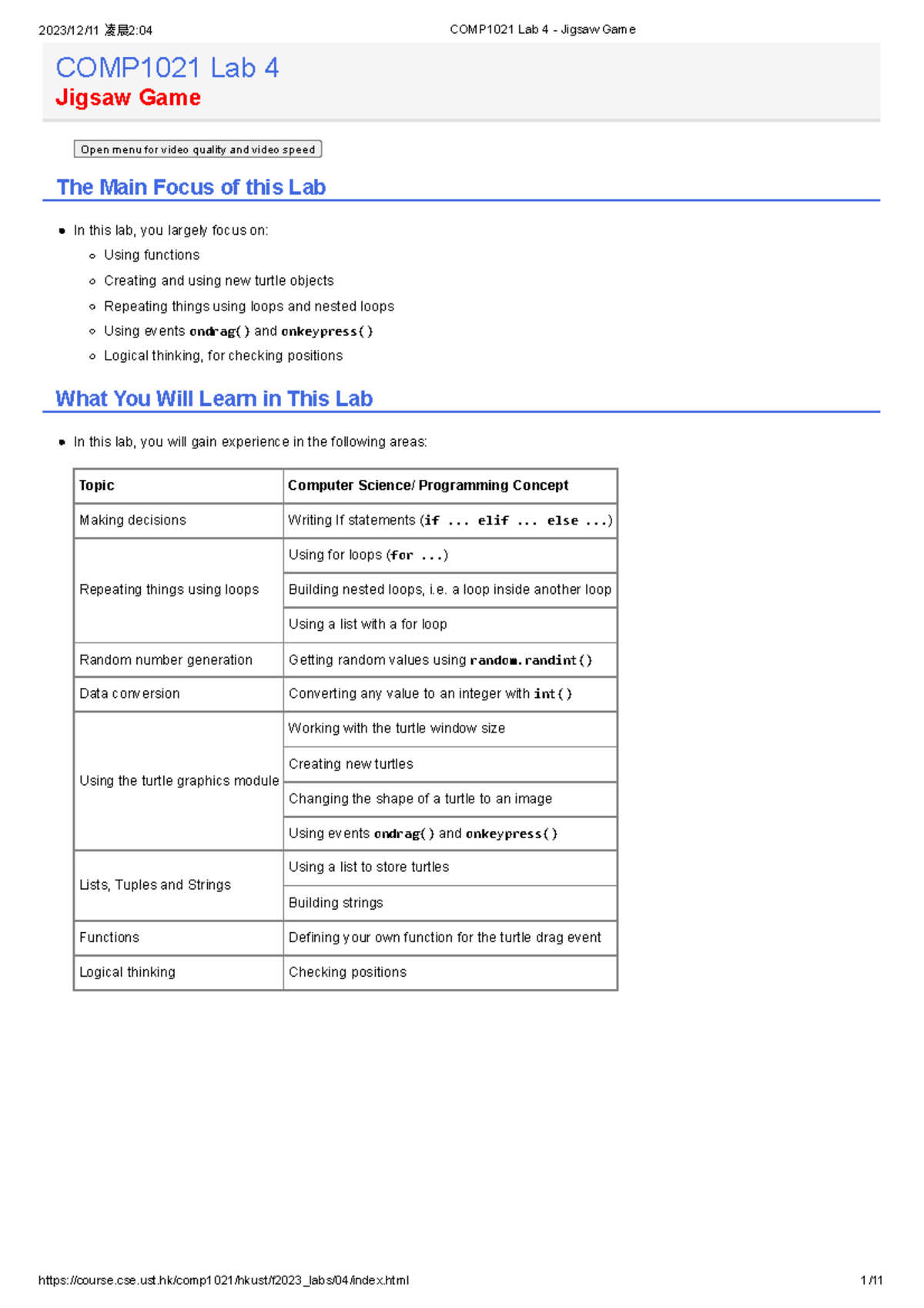 COMP1021 Lab 4 - Jigsaw Game - COMP1021 Lab 4 Jigsaw Game Open menu for video quality and video ...