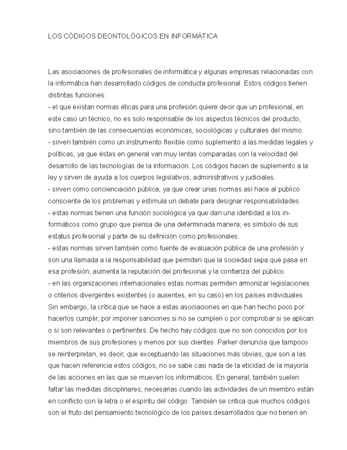 LOS Códigos Deontológicos EN Informática - LOS CÓDIGOS DEONTOLÓGICOS EN ...