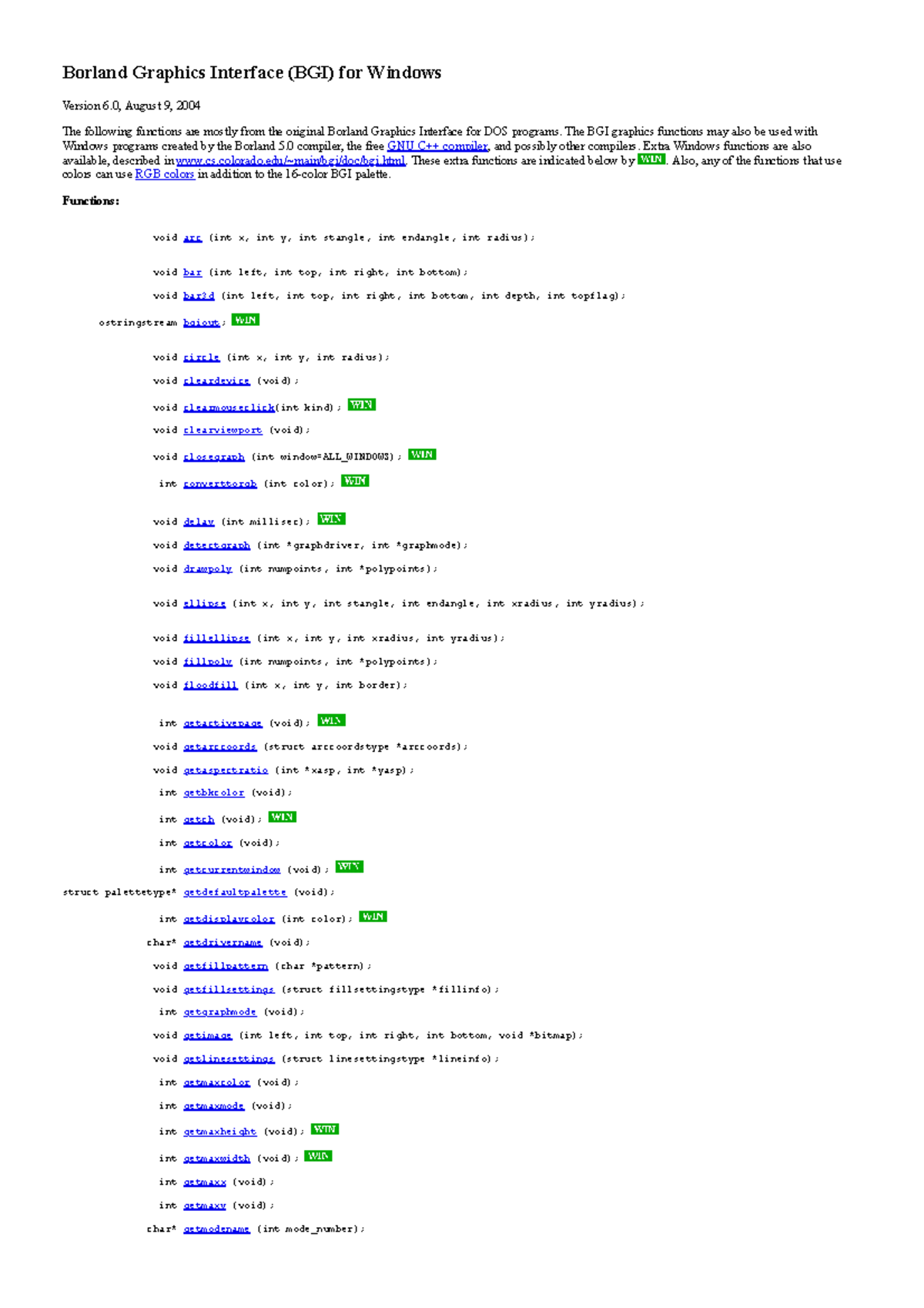 Borland Graphics Interface (BGI) for Windows - The BGI graphics ...