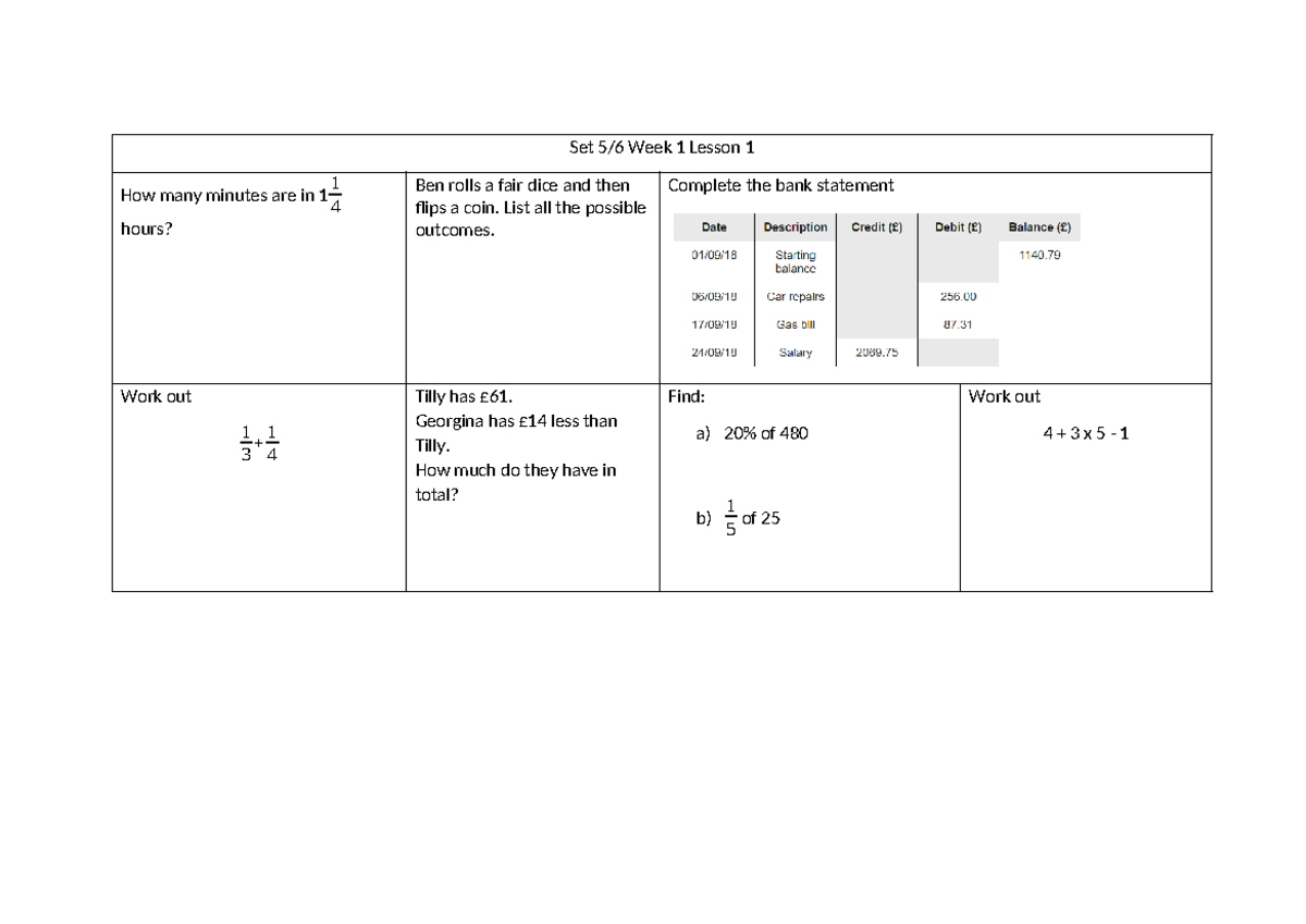 EBT WK1 - extended bell tasks - Set 5/6 Week 1 Lesson 1 How many ...