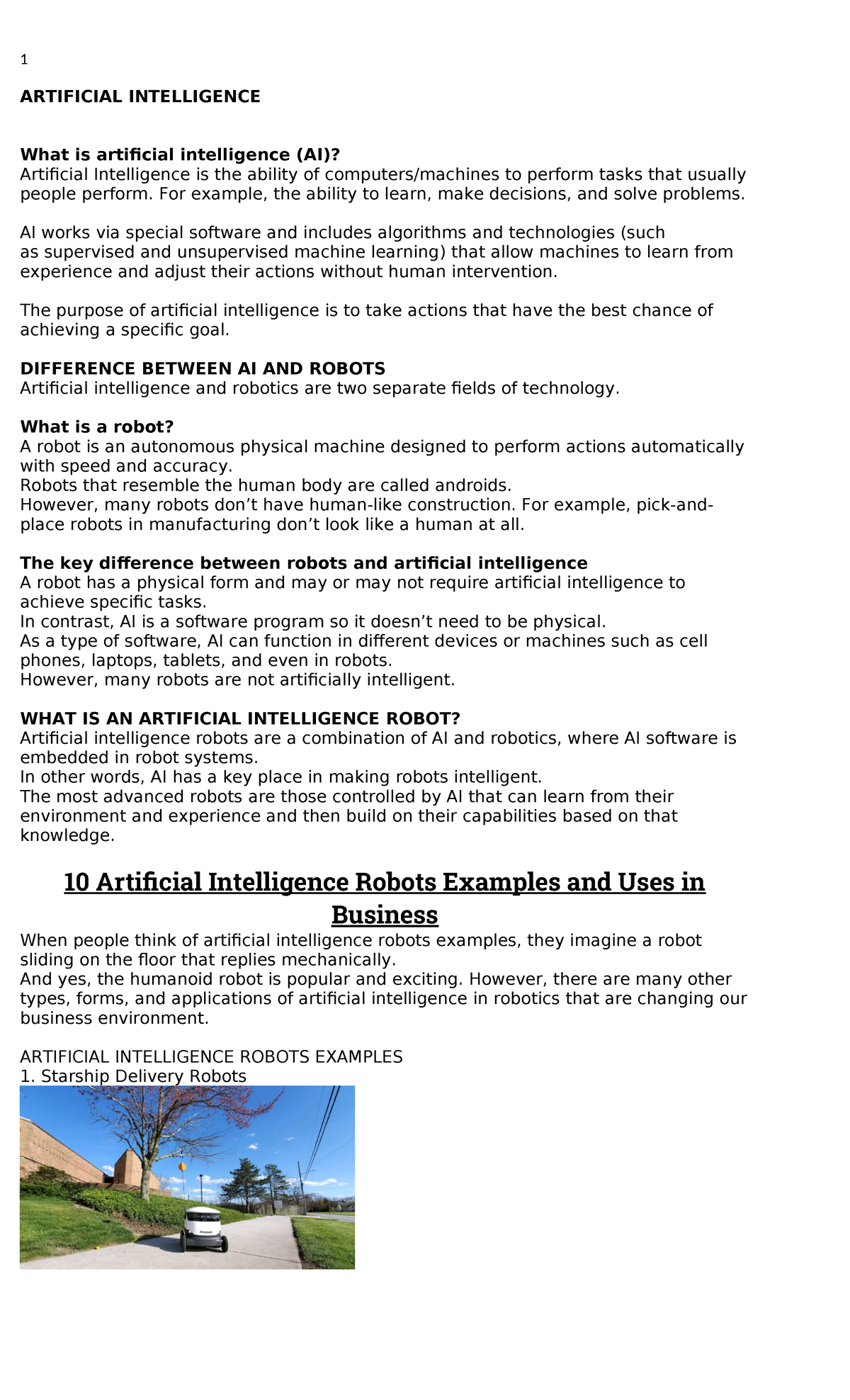 AI - Definition of AI - ARTIFICIAL INTELLIGENCE What is artificial ...