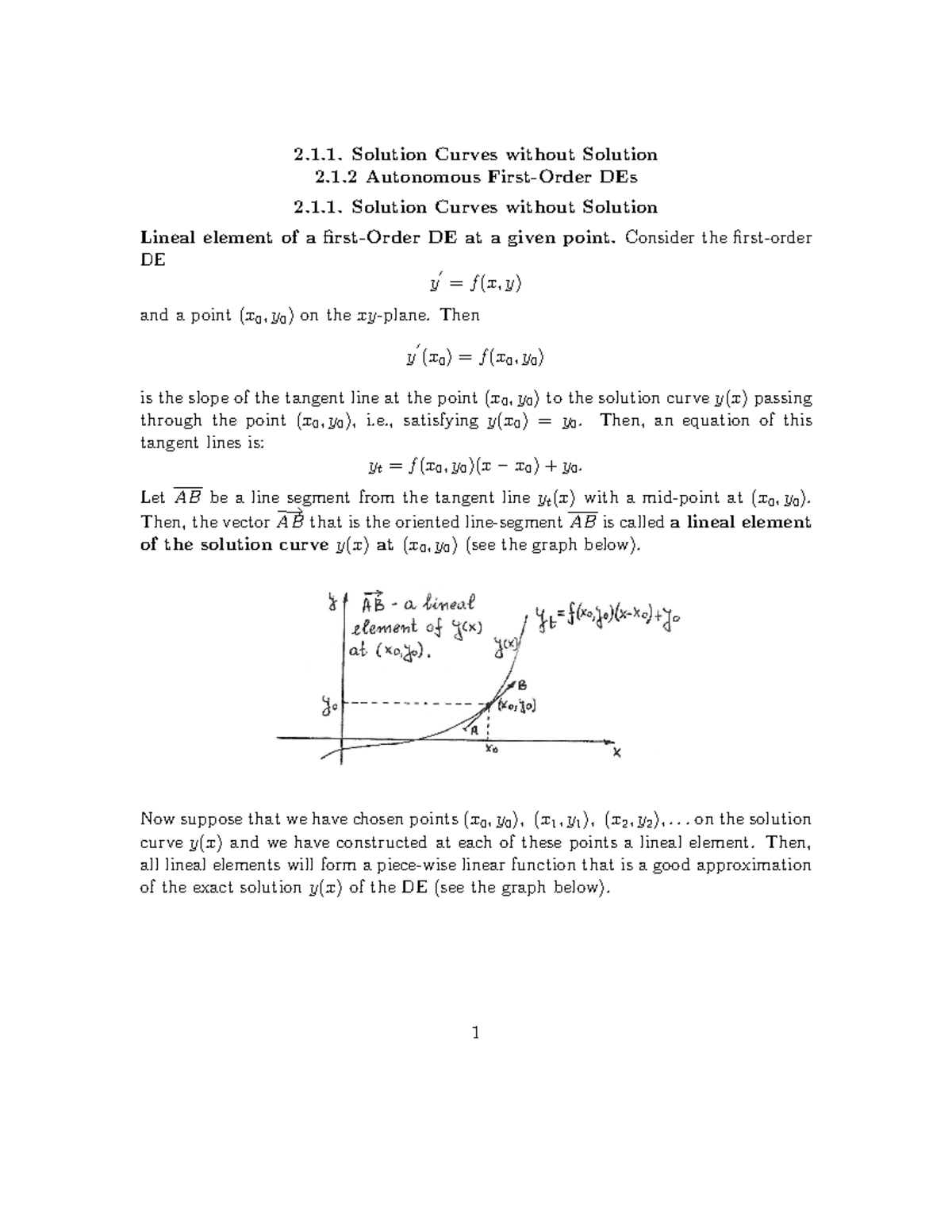 Week 1 2 1 1 Solution Curves without Solution 2 1 2 Autonomus D E - 2.1. Solution Curves without ...