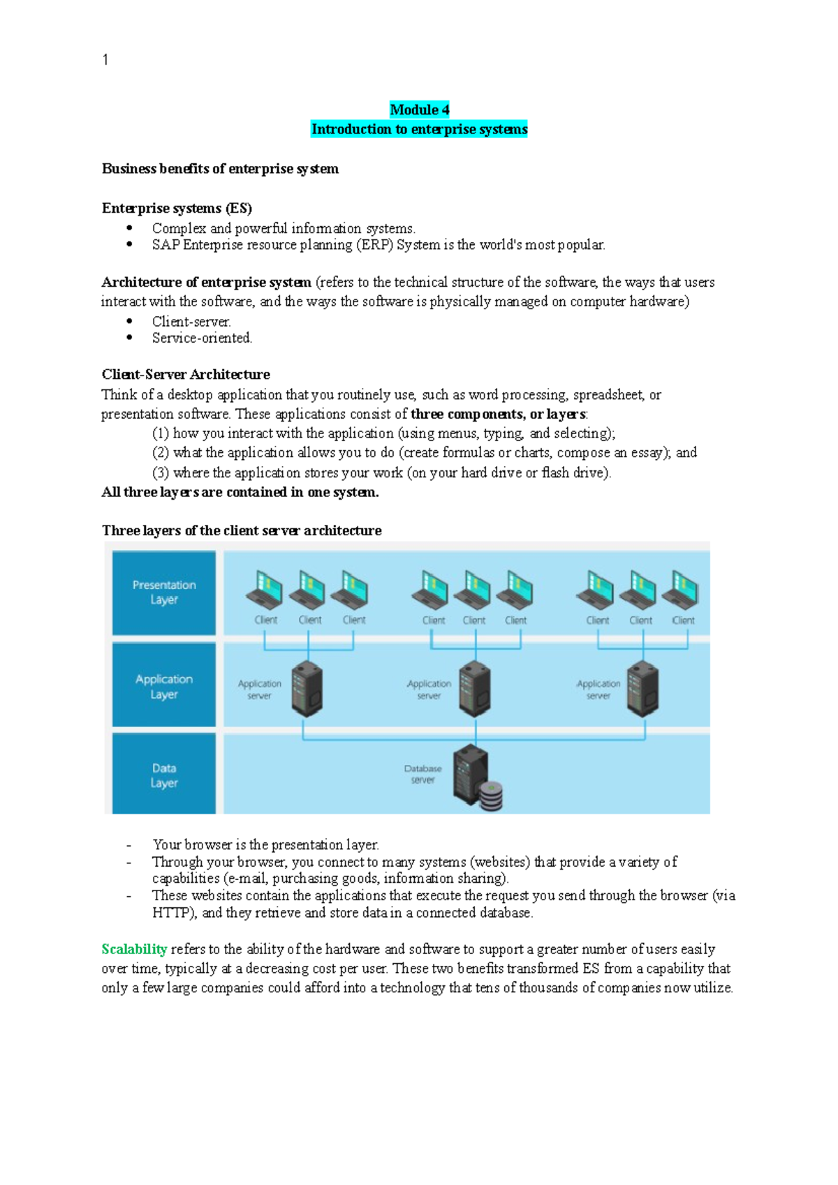 Module 4 - notes - Module 4 Introduction to enterprise systems Business ...