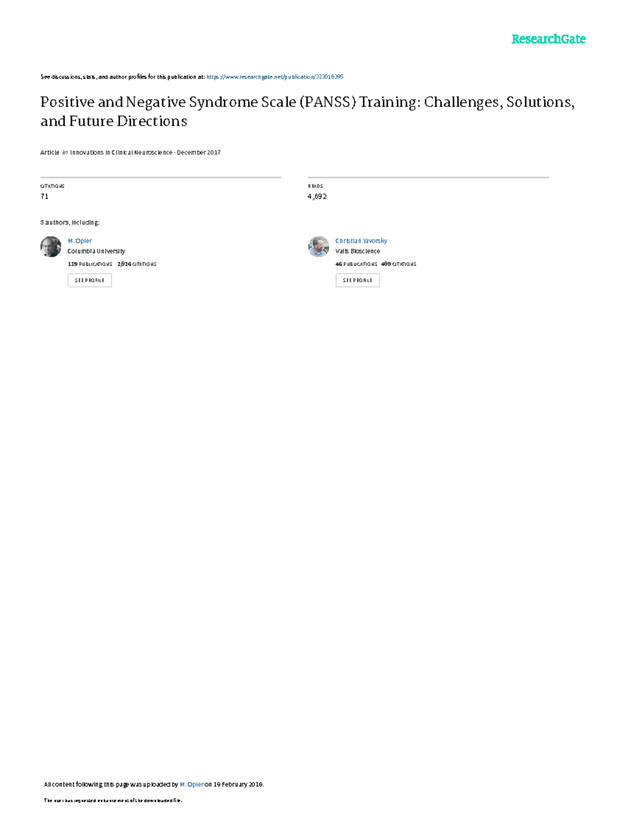 Positive and Negative Syndrome Scale Panss Trainin - See discussions, stats, and author profiles ...