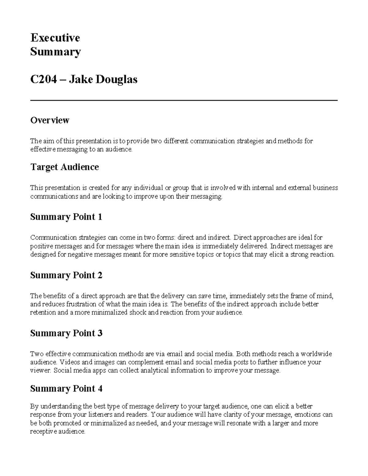 C204 - Task 2 - Executive Summary - Executive Summary C204 – Jake ...