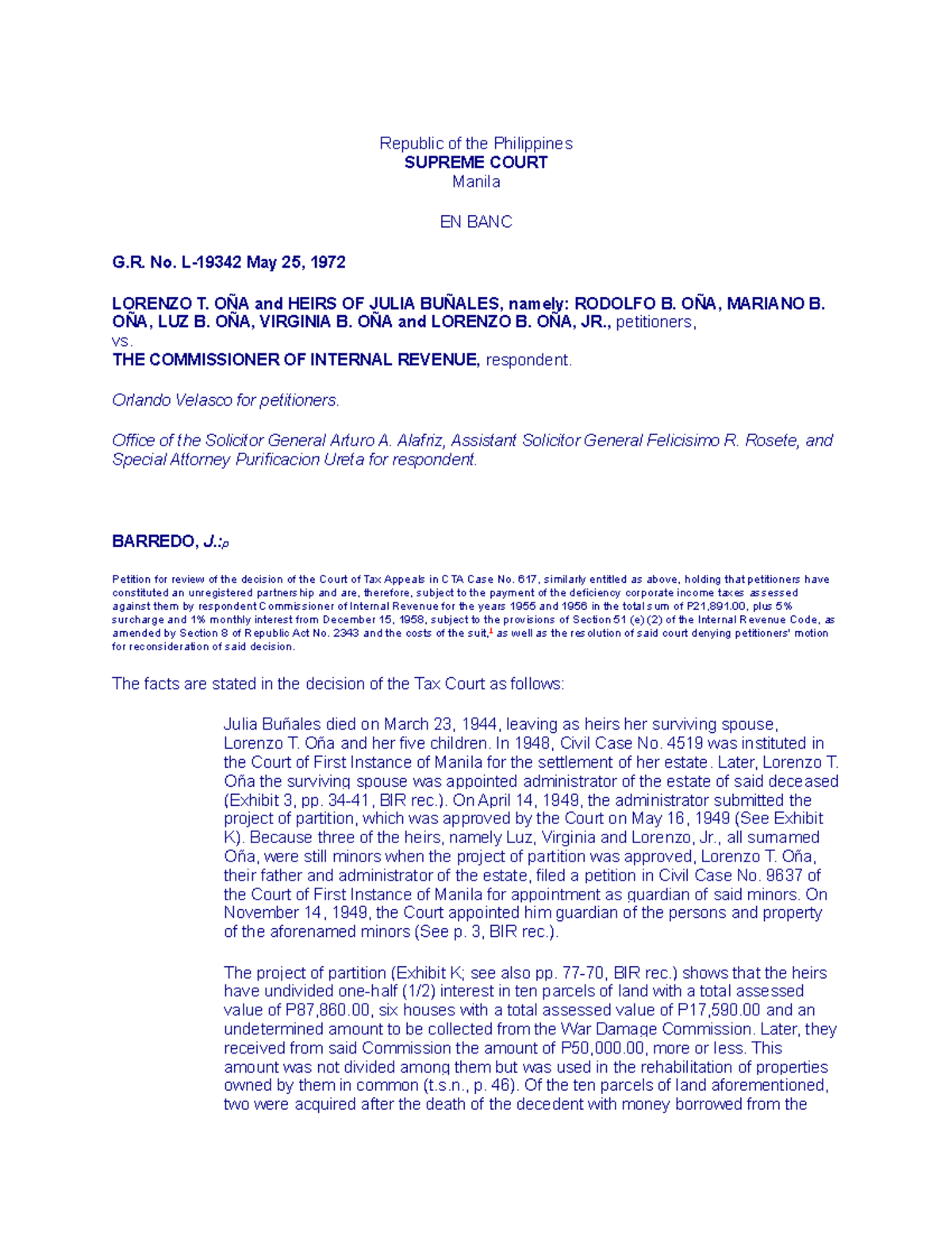 2 tax recit - digest, case digest - Republic of the Philippines SUPREME ...