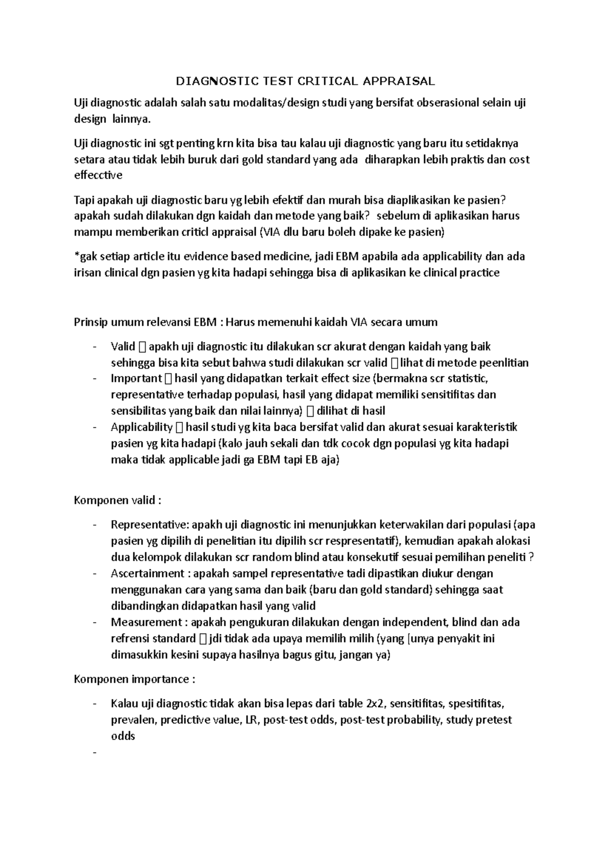8. Diagnostic TEST Critical Appraisal - DIAGNOSTIC TEST CRITICAL ...