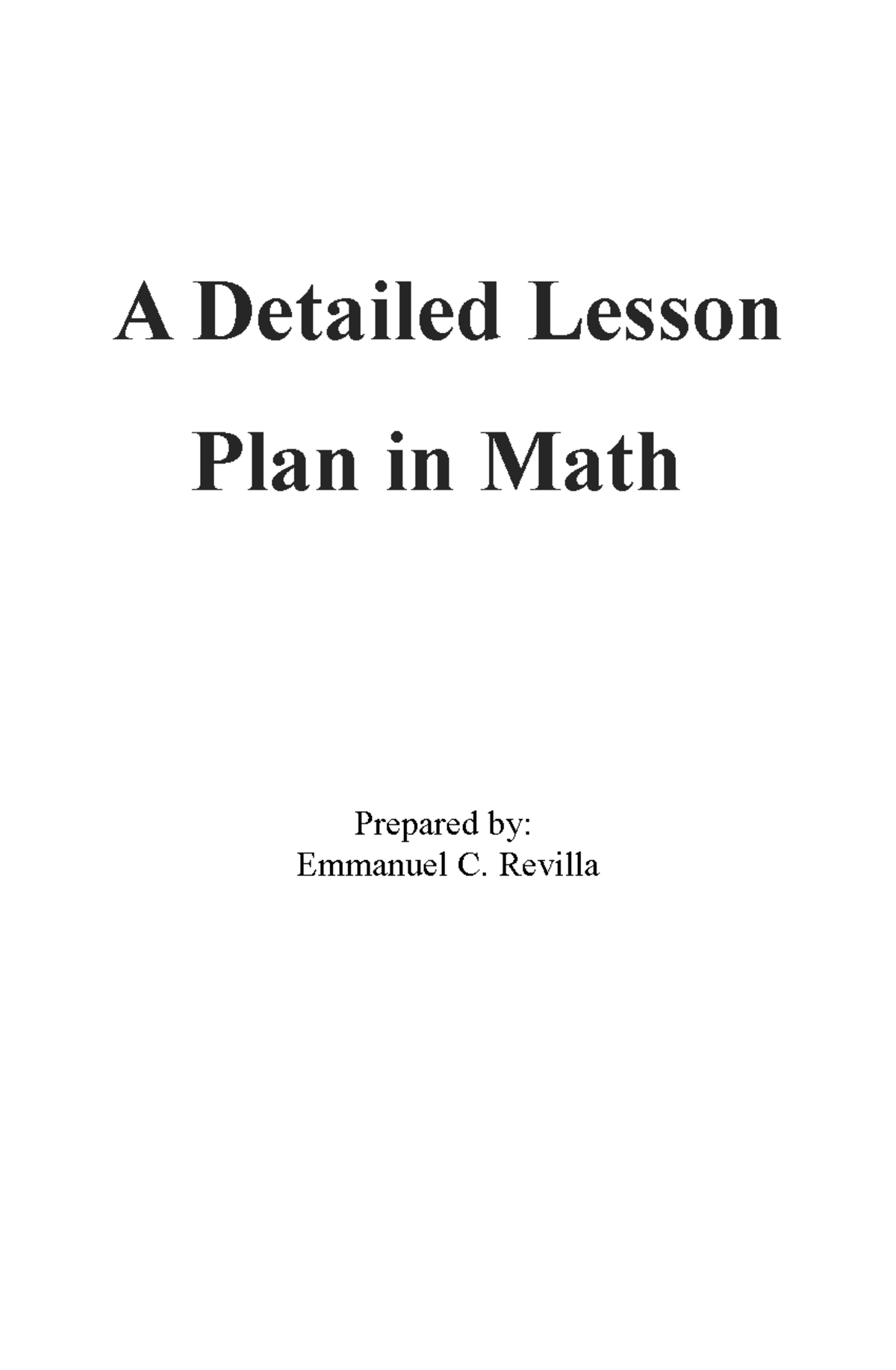 313109818 Lesson Plan Math A Detailed Lesson Plan In Math Prepared By