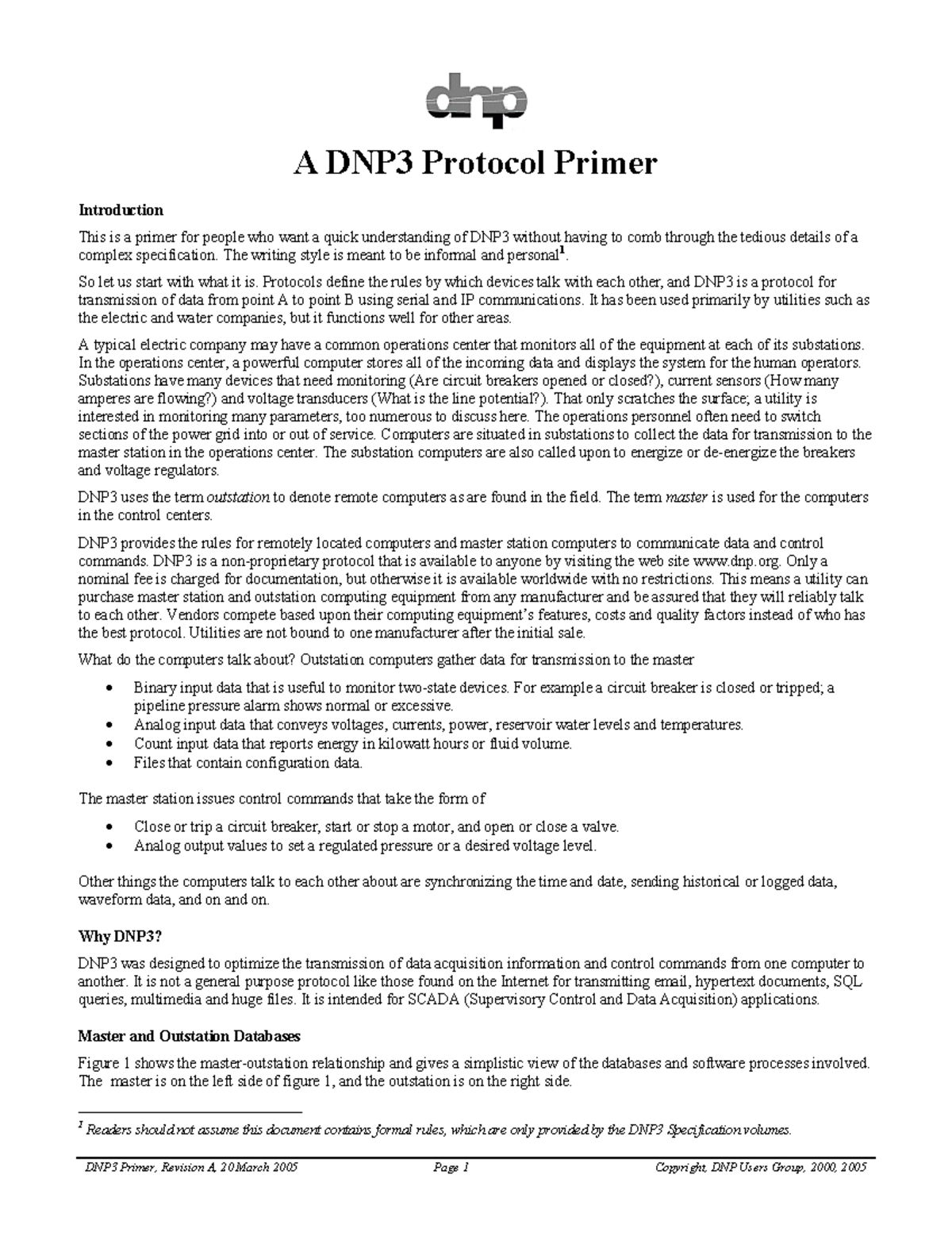 DNP3 Primer Rev A - Guia DNP3 - A DNP3 Protocol Primer Introduction This is a primer for people ...