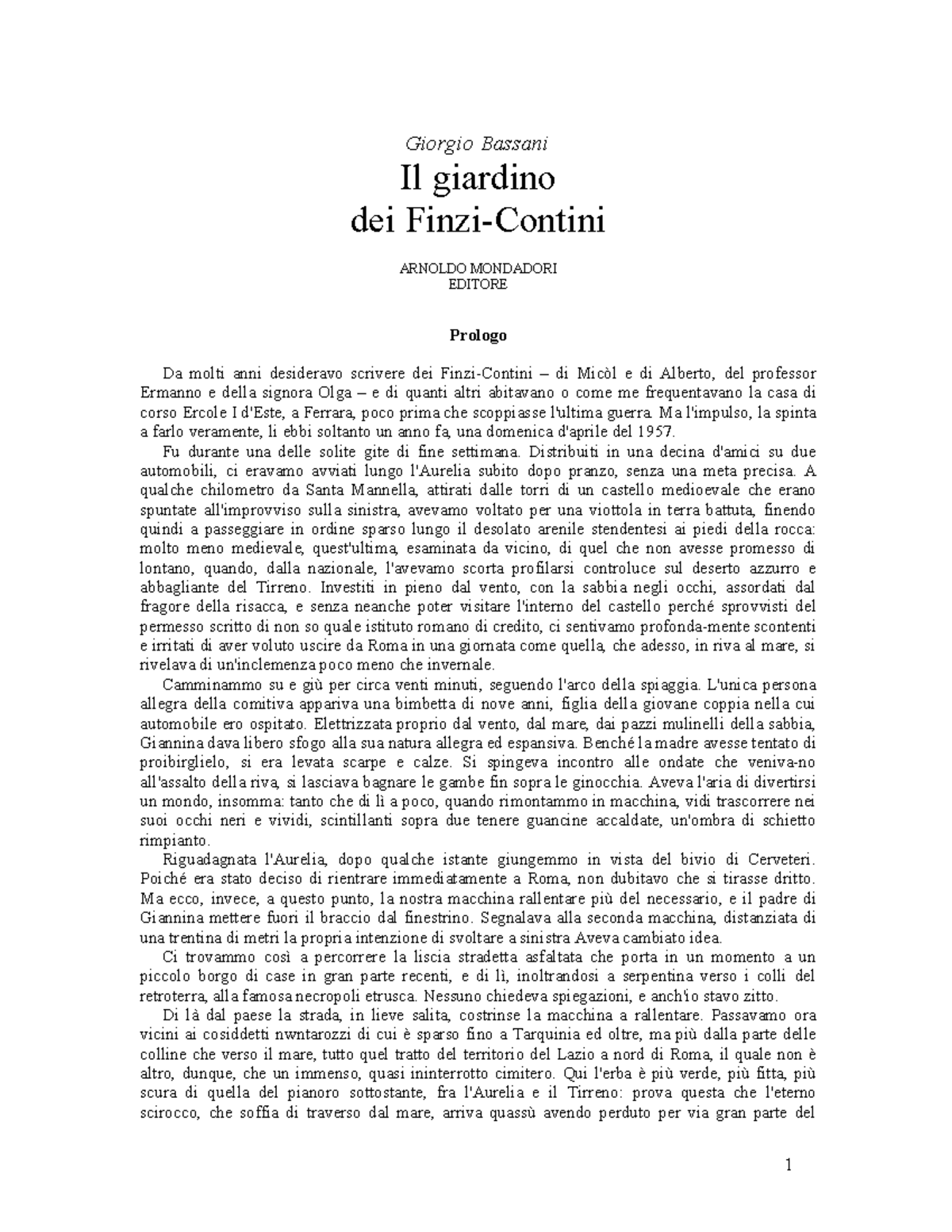 Il giardino dei Finzi-Contini - Giorgio Bassani Il giardino dei Finzi ...