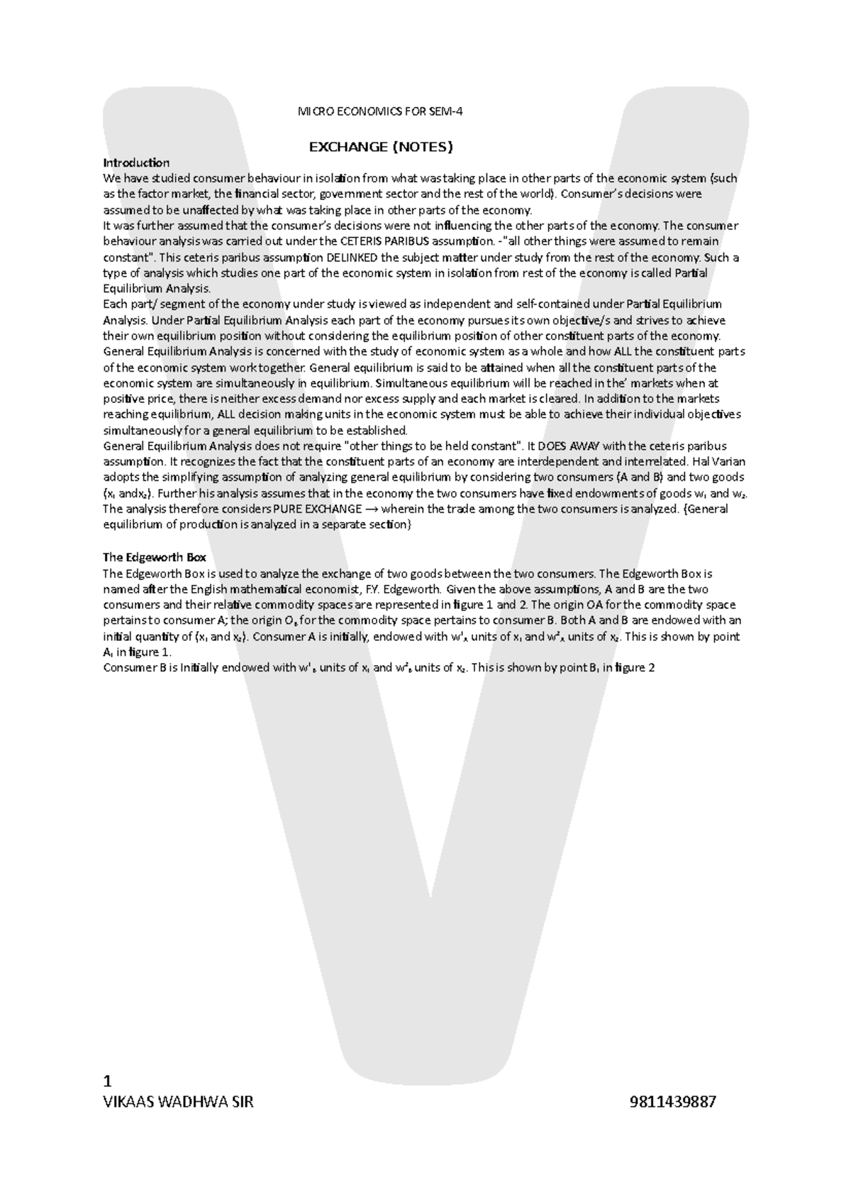 Sem 4 Micro 1 Notes For Unit 1 Micro Economics For Sem Exchange