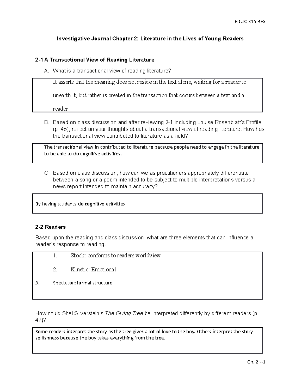 Investigative Journal 2 - EDUC 315 RES Investigative Journal Chapter 2 ...