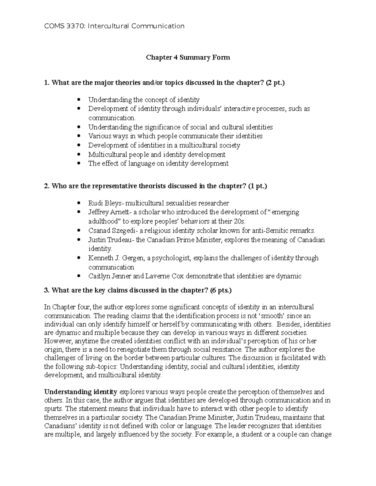 Chapter 4 - Identity and Intercultural Communication - Summary Form ...