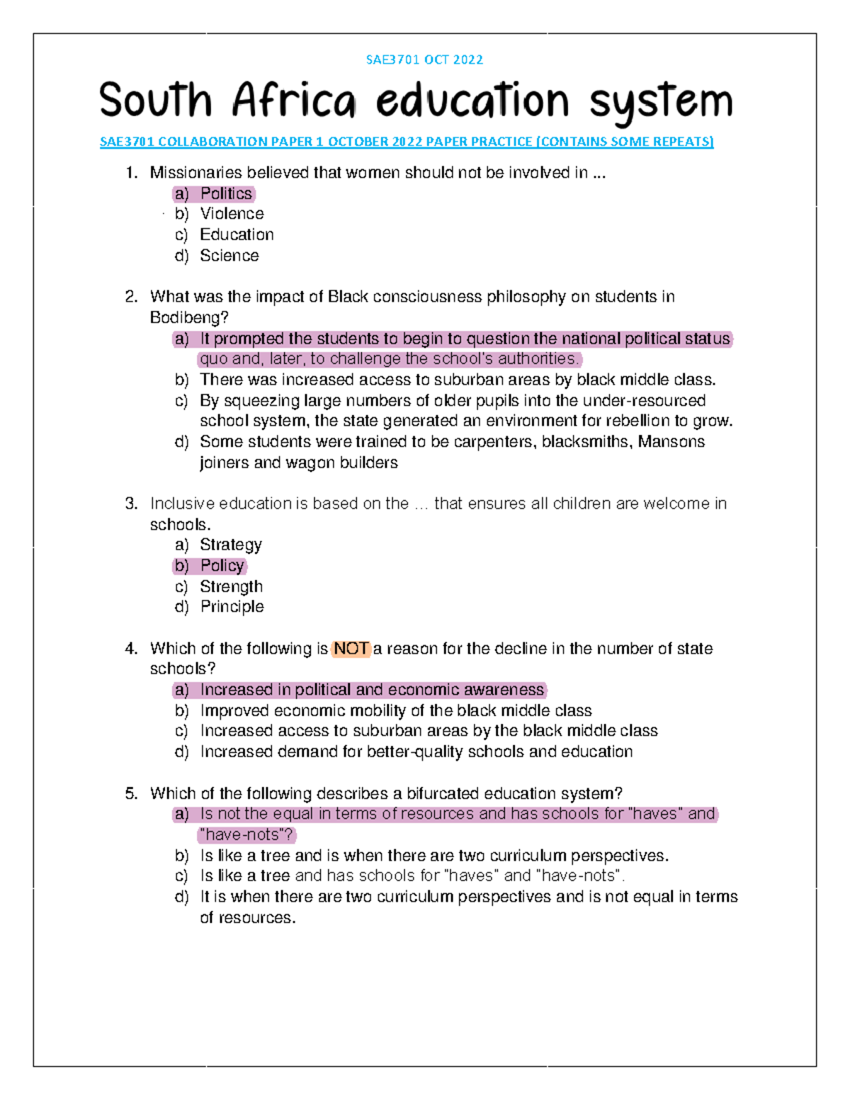 SAE3701 OCT 2022 Paper Collaboration Practice 1-1 - SAE3701 ...