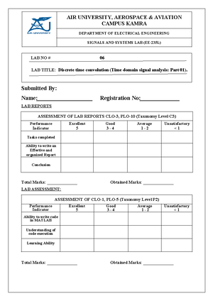 Lab Report 7: Convolution of LTI systems in MATLAB - EXPERIMENT 07 ...