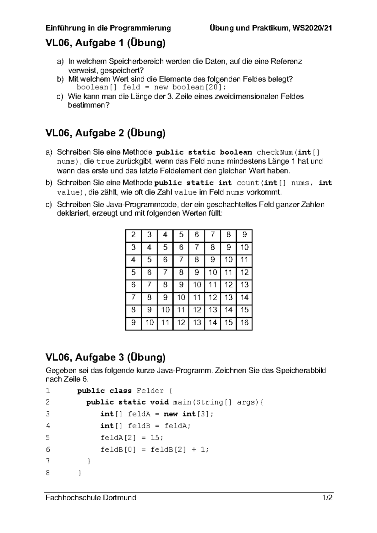 Eid P UEB06 - Java - Einführung in die Programmierung Übung und ...