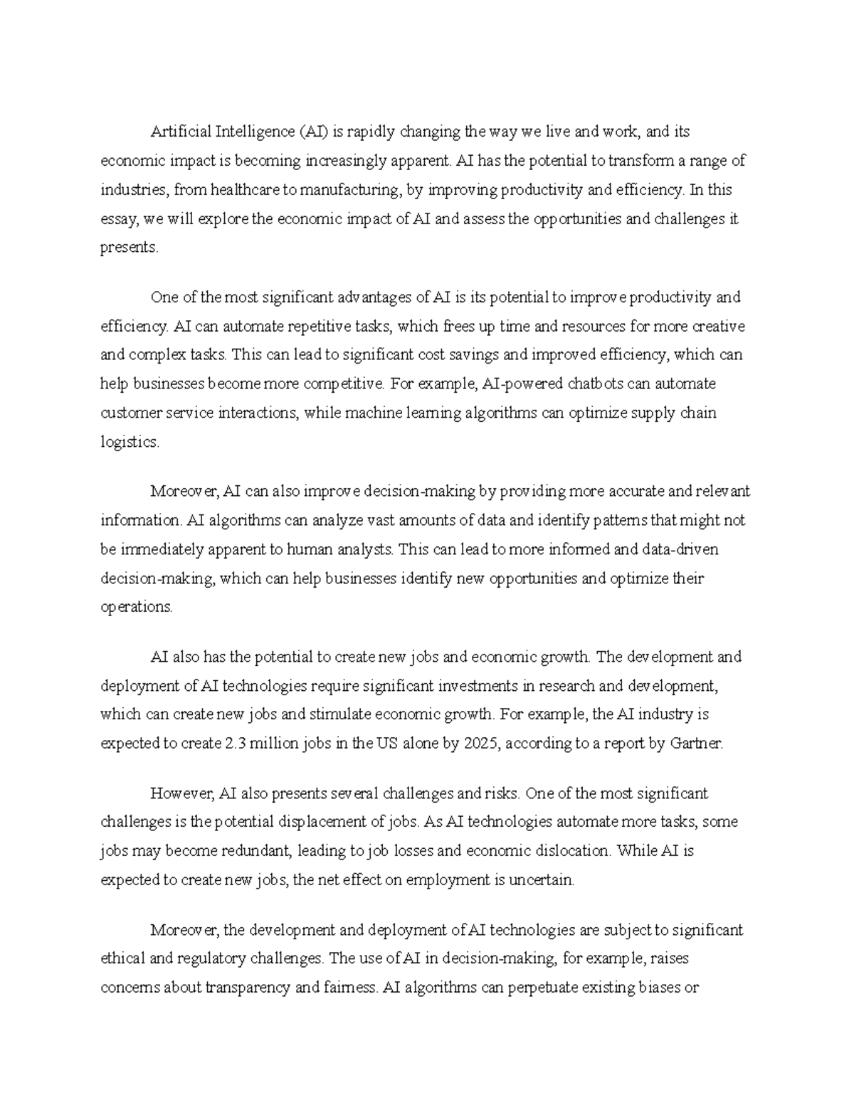 The Economic Impact of Artificial Intelligence - Artificial ...