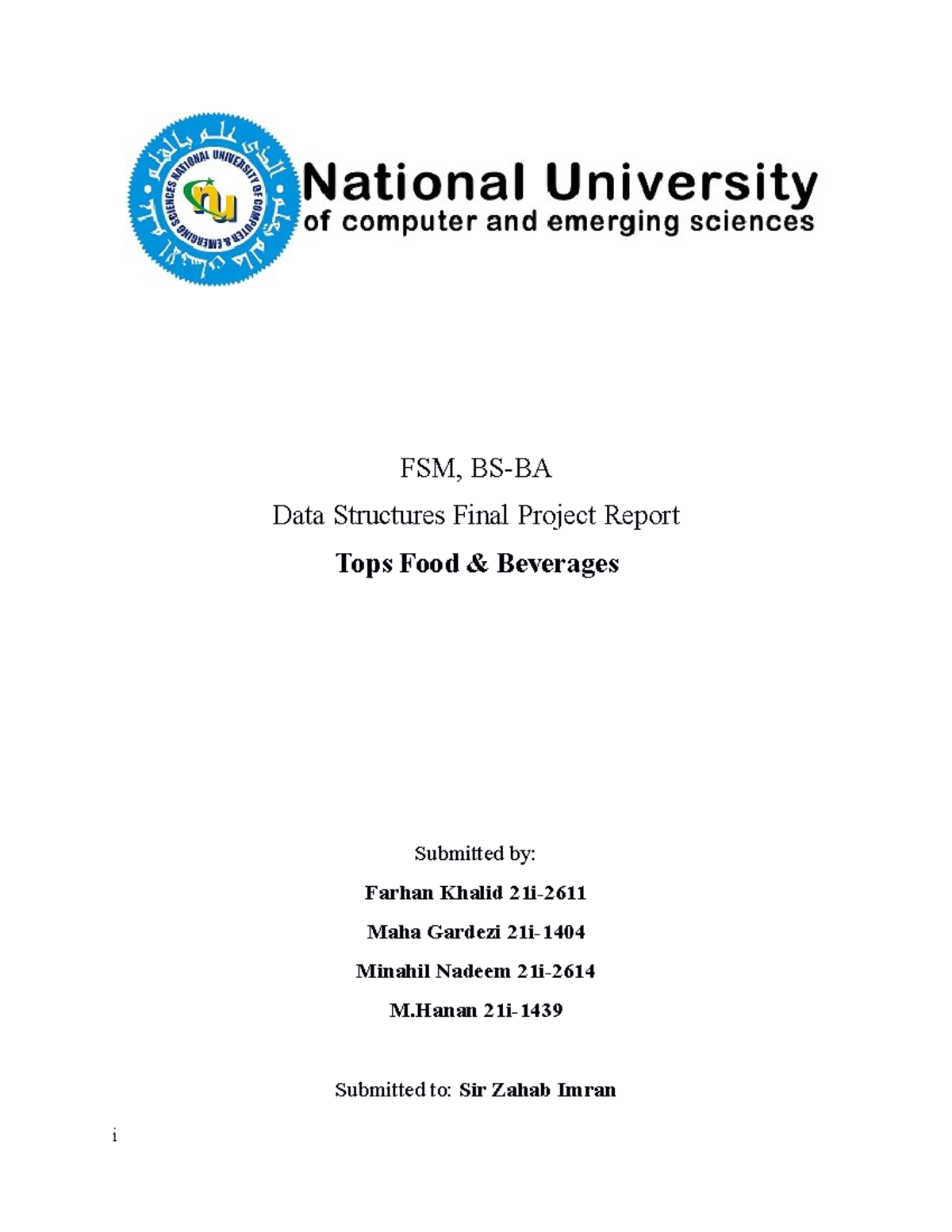 DS Final Report - cluster analysis - FSM, BS-BA Data Structures Final ...