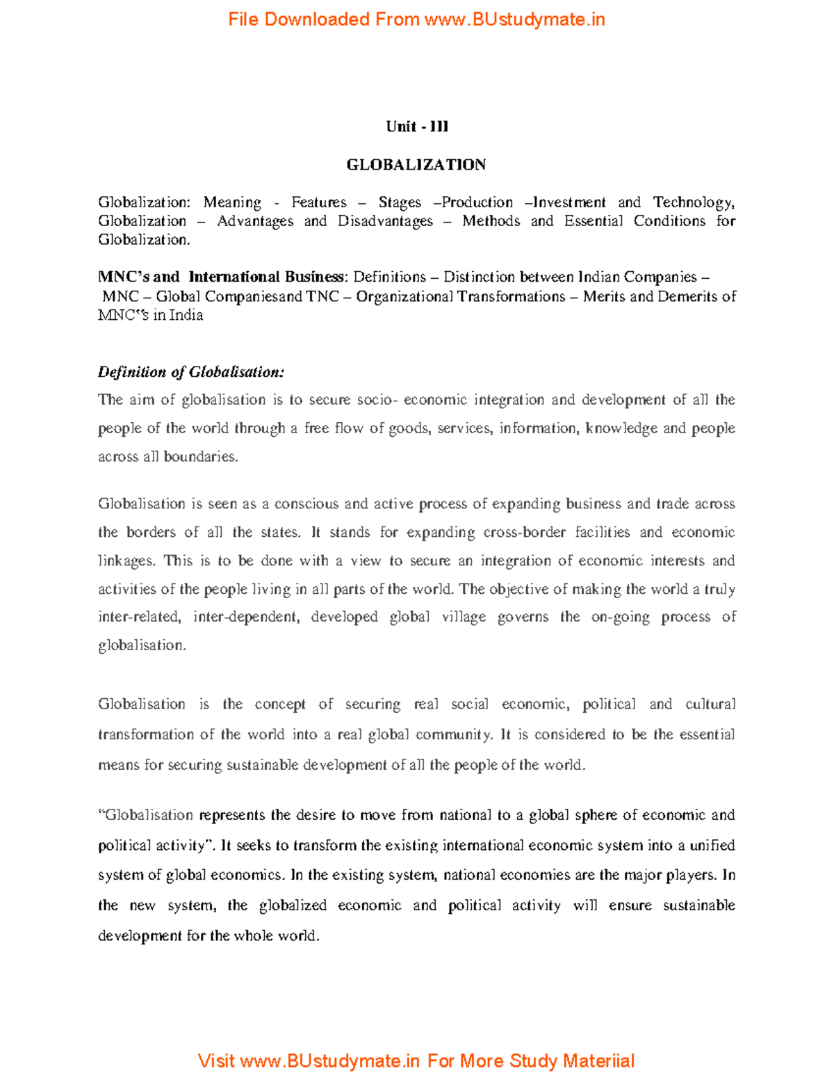 IB BBA UNIT III - International business bba notes - Unit - III ...