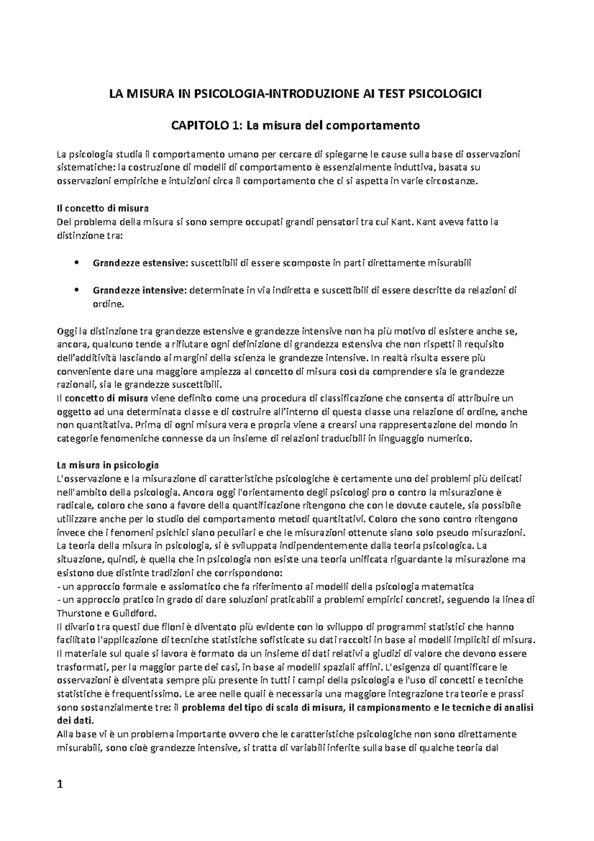 La misura in psicologia - LA MISURA IN PSICOLOGIA-INTRODUZIONE AI TEST ...