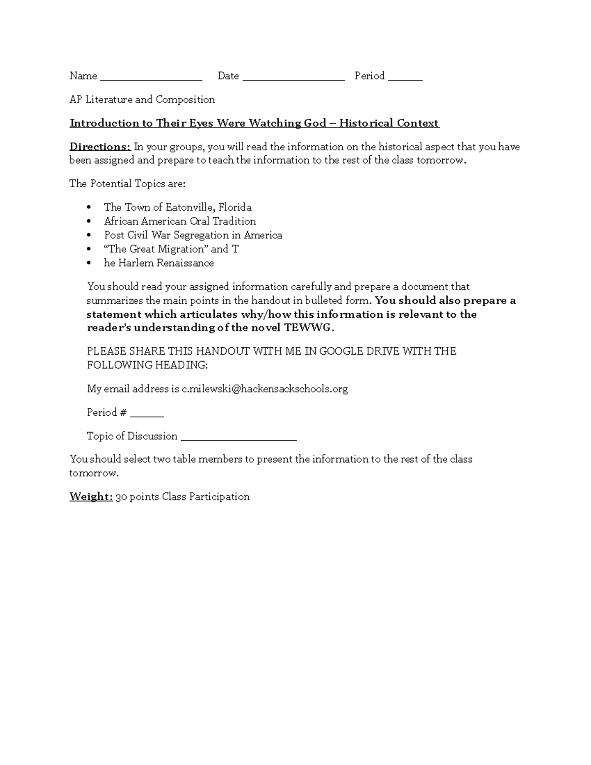 Tewwg historical context - Name _______________ Date ...