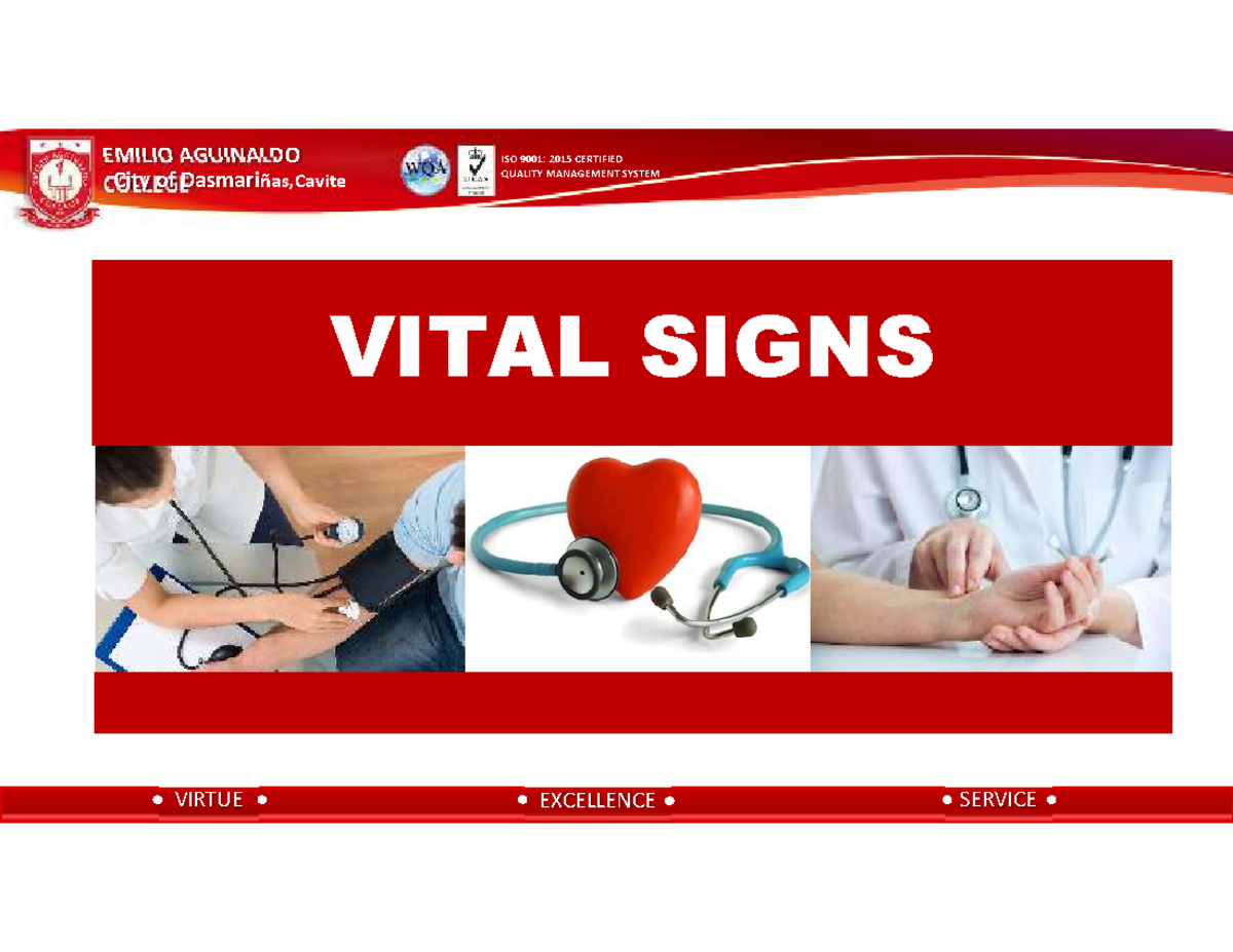 Vital Signs on Health Asessment - COLLEGE VIRTUE SERVICE ISO 9001: 2015 ...