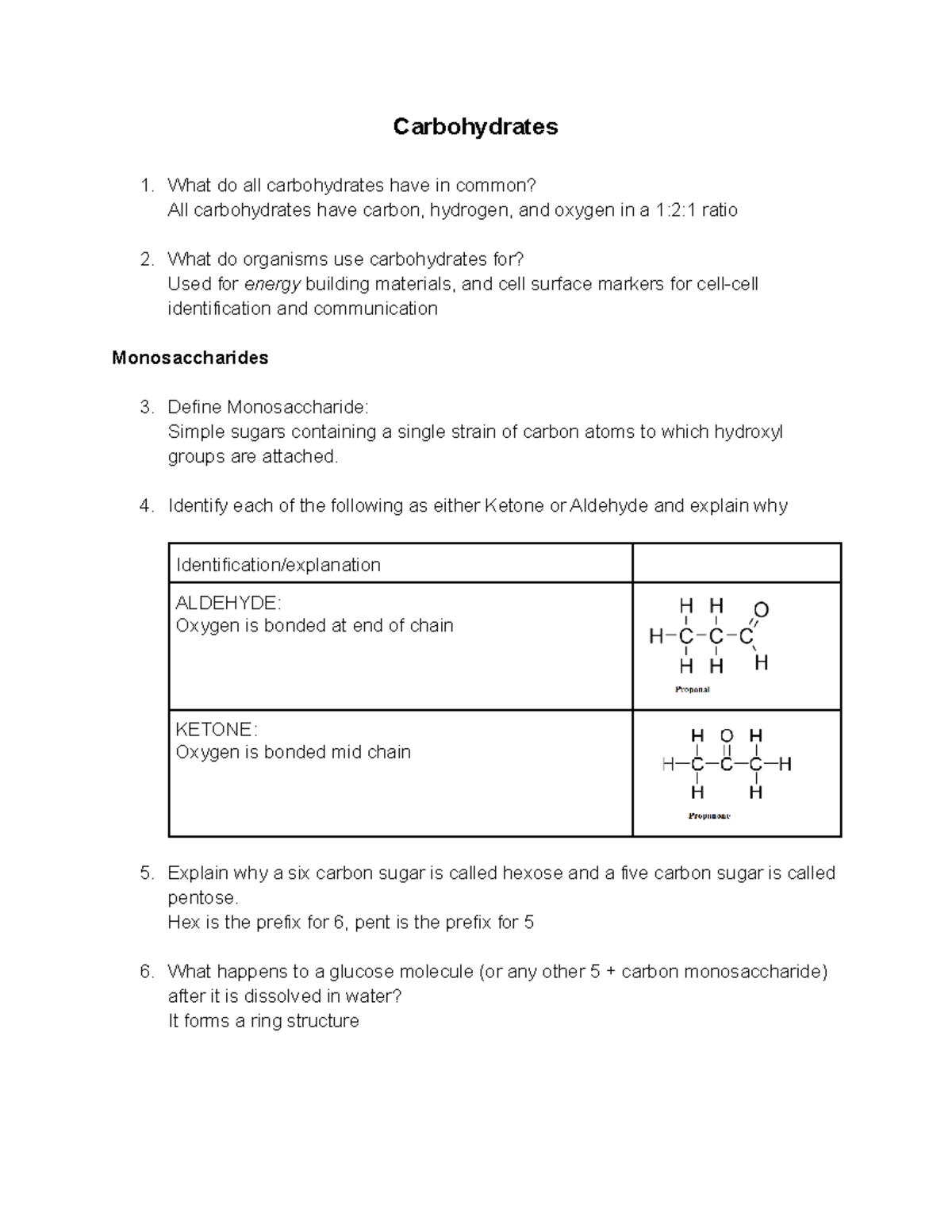 Carbohydrates Note Grade 12 University Biology - Carbohydrates What do ...