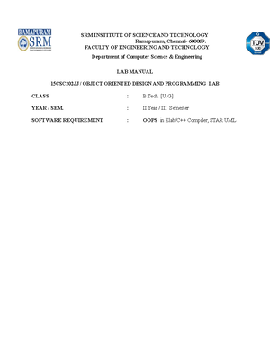 Job Portal System project - JOB PORTAL SYSTEM PROJECT REPORT 18CSC202J/ 18AIC203J - OBJECT ...